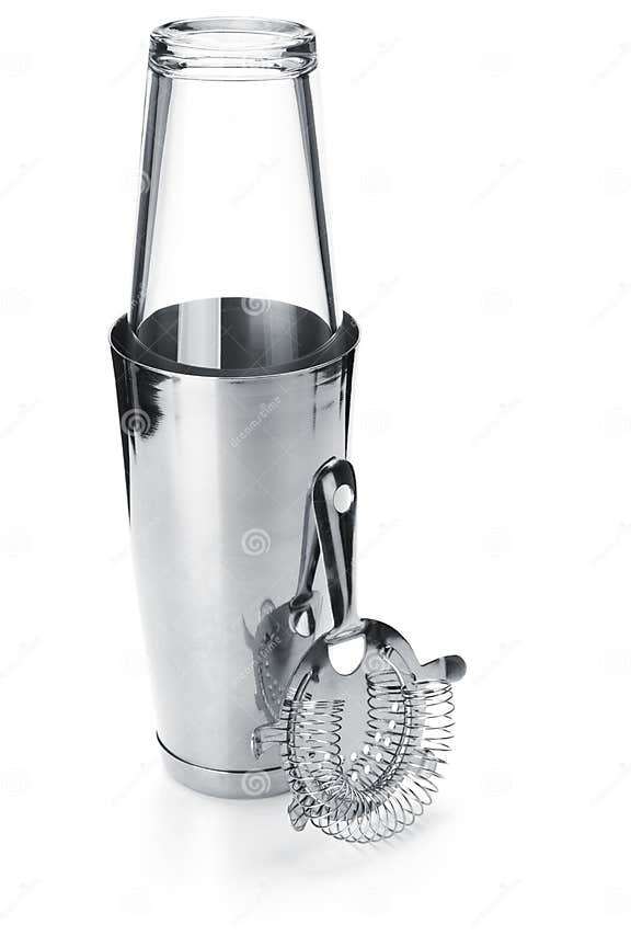 Boston Cocktail Shaker with Strainer Stock Photo - Image of dark ...