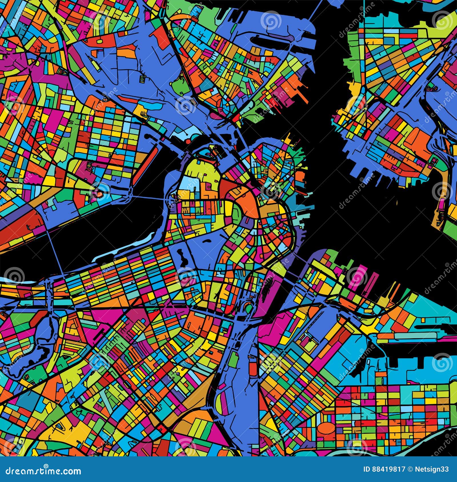 Satellite Map Of Boston, Usa. Map Roads, Ring Roads And Highways ...