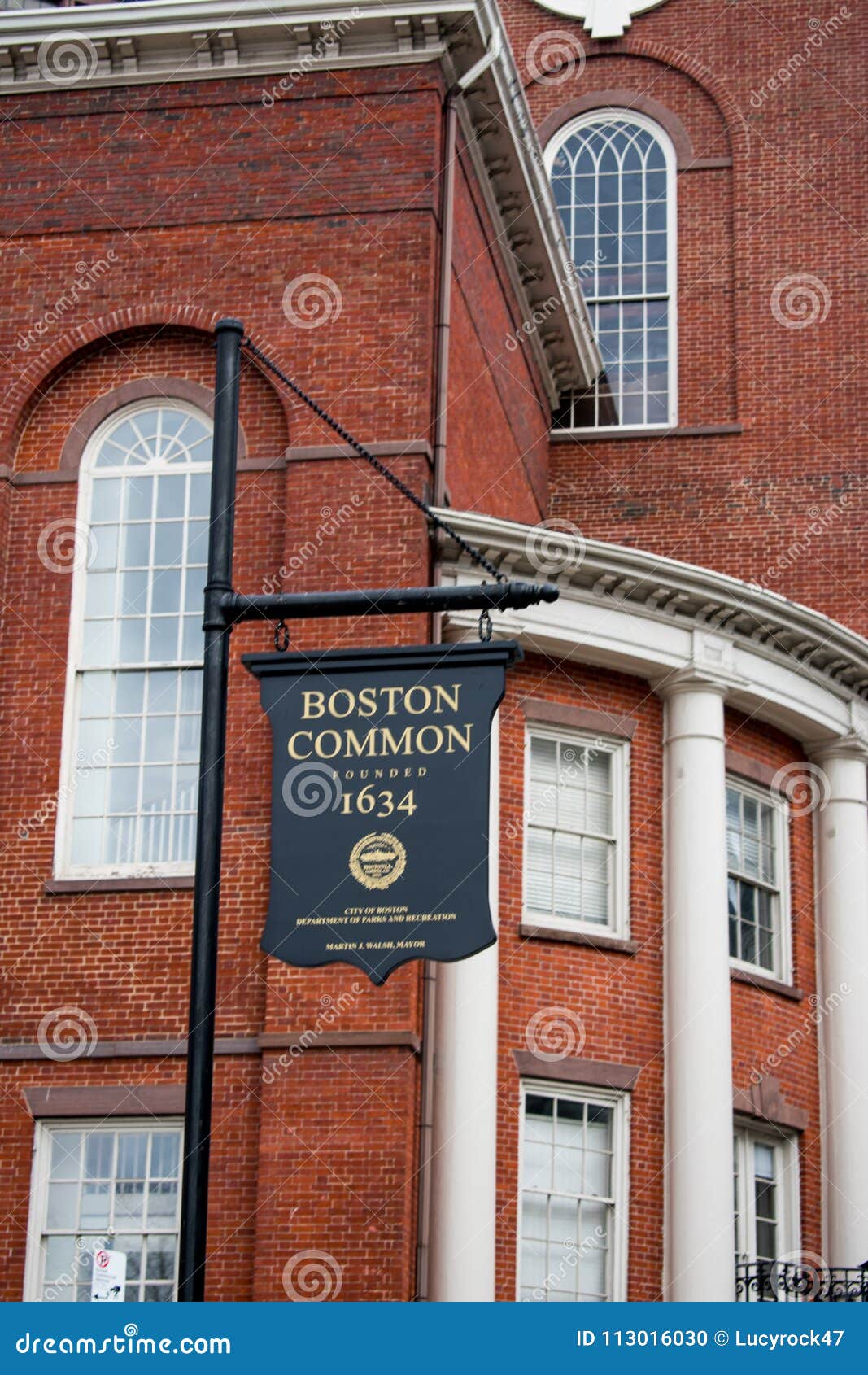A Boston Common Sign, in the City Editorial Image - Image of building ...