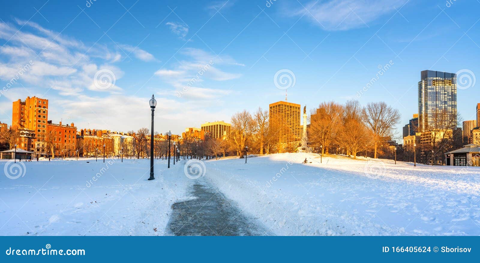 Boston common at winter stock photo. Image of sunny - 166405624