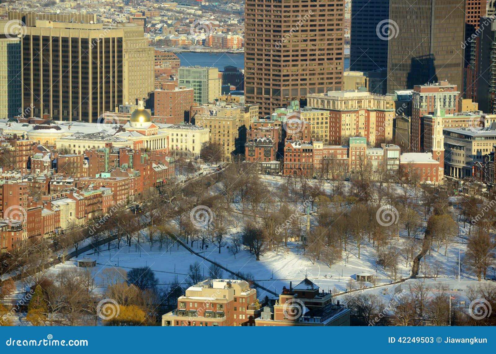 Boston Comune Nell'inverno, Massachusetts, U.S.a. Immagine Stock ...
