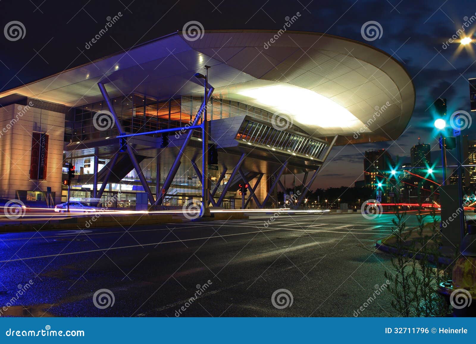 Boston Convention Center at Night Stock Photo - Image of reflections ...