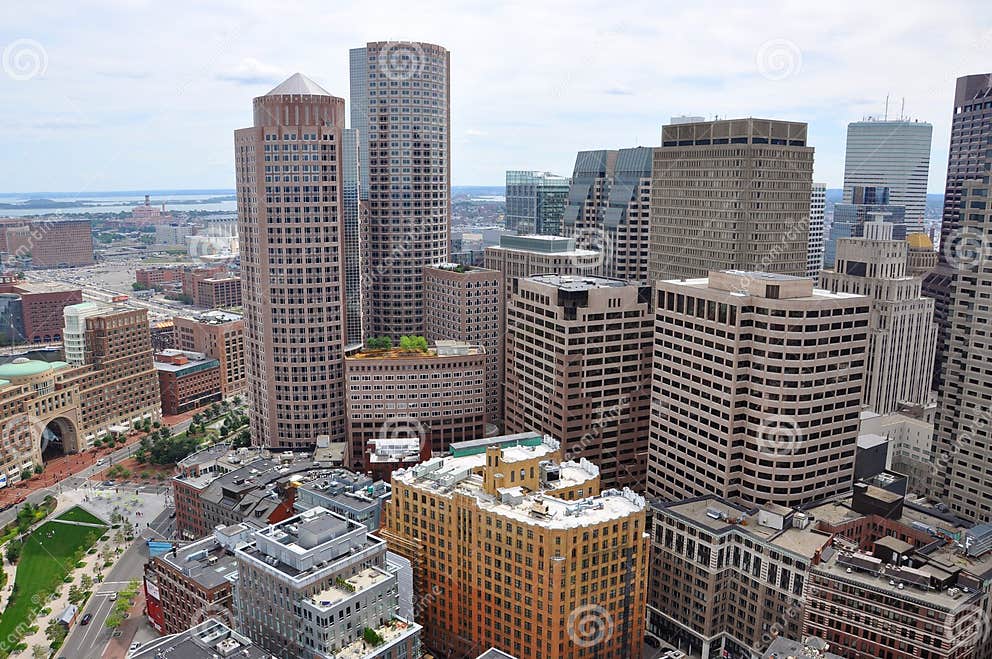 Boston Financial District Skyline Stock Photo - Image of marine ...