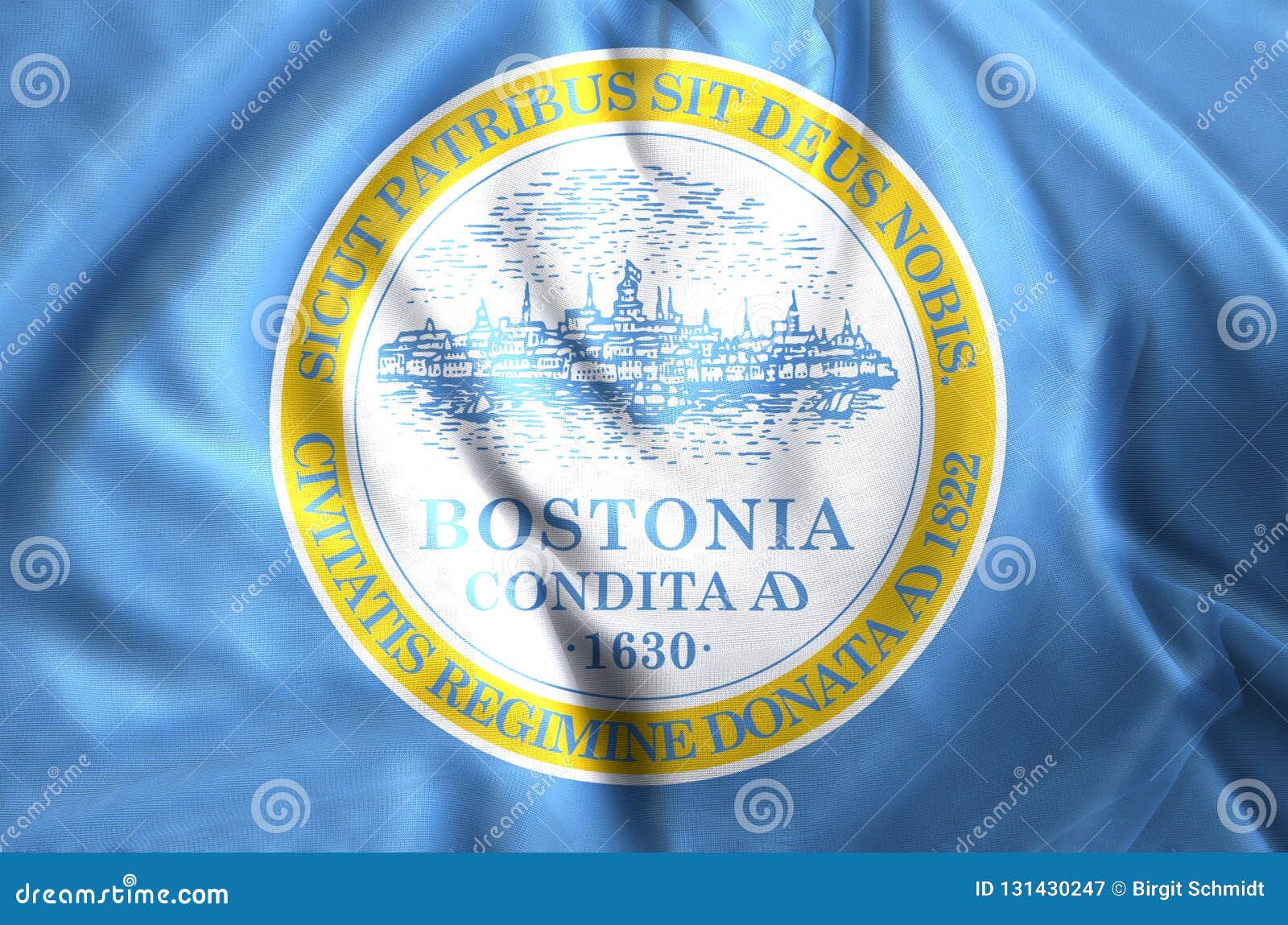 Boston Flag Text With Plane Silhouette And Swoosh Illustration Royalty ...