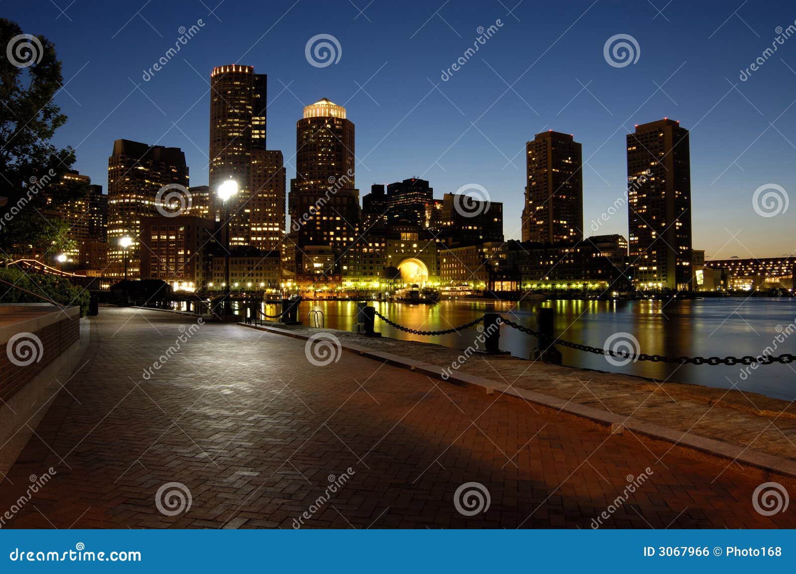 Boston harbar at night stock photo. Image of night, america - 3067966