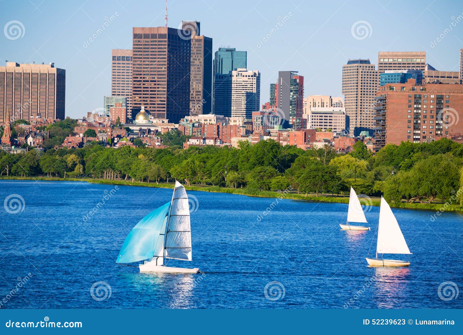 Boston Harvard Bridge in Charles River Stock Image - Image of business ...
