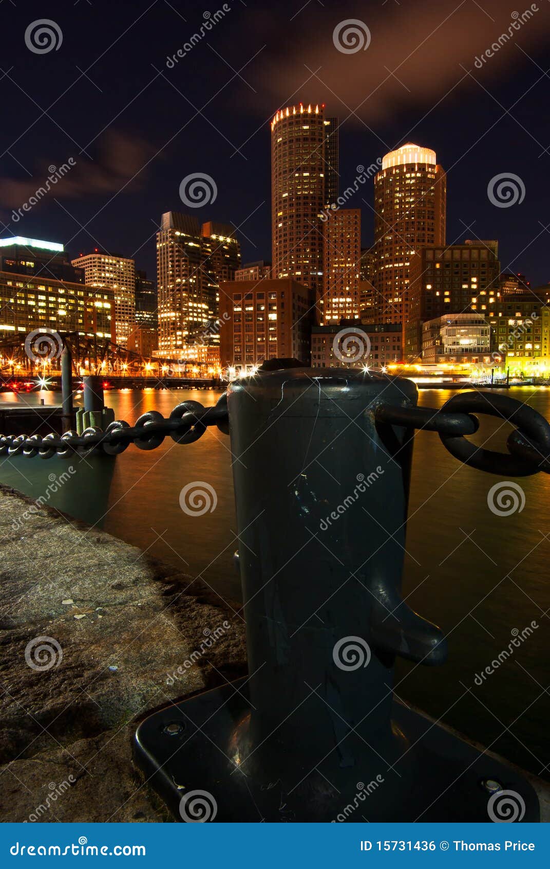 Boston Illuminated at Night from Stock Photo - Image of chain, england ...