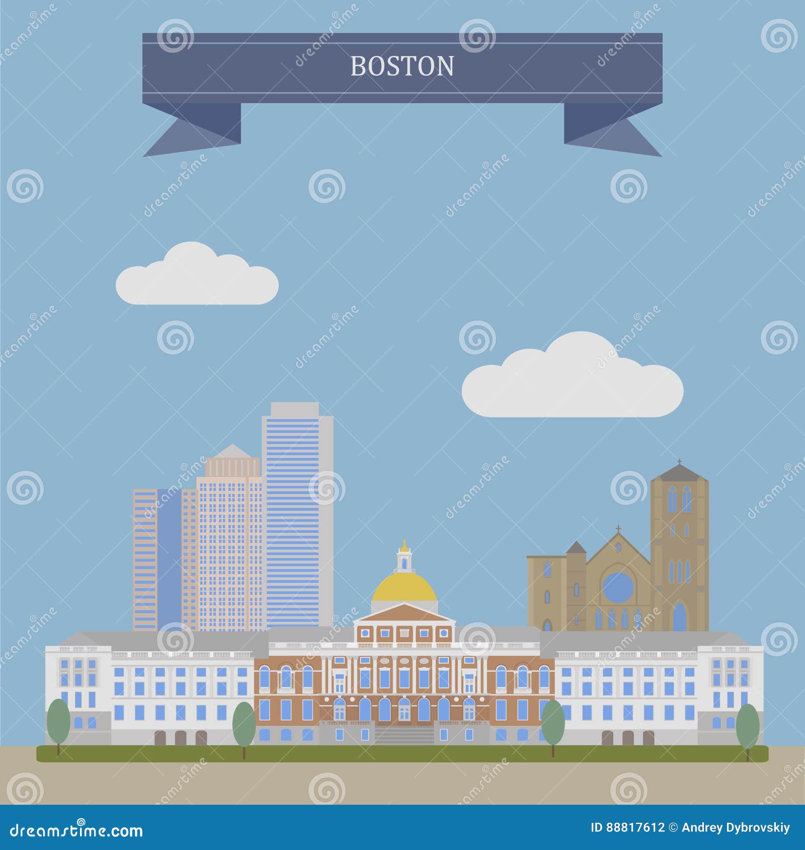 Boston, La Capital De Massachusetts Ilustración del Vector ...