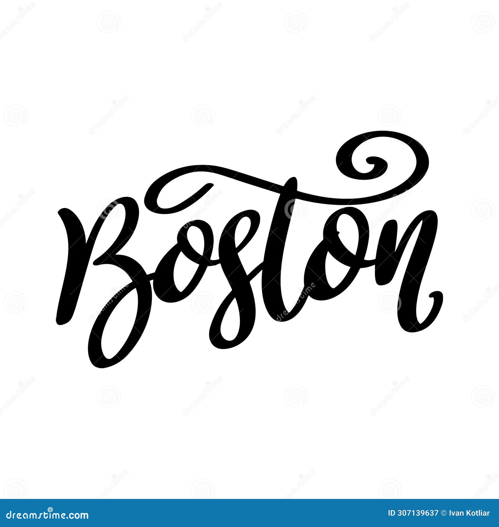Boston. Lettering Phrase Isolated on White Stock Vector - Illustration ...