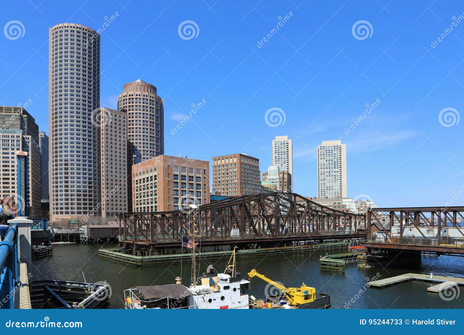 The Boston, Massachusetts Harbor Skyline Stock Image - Image of ...