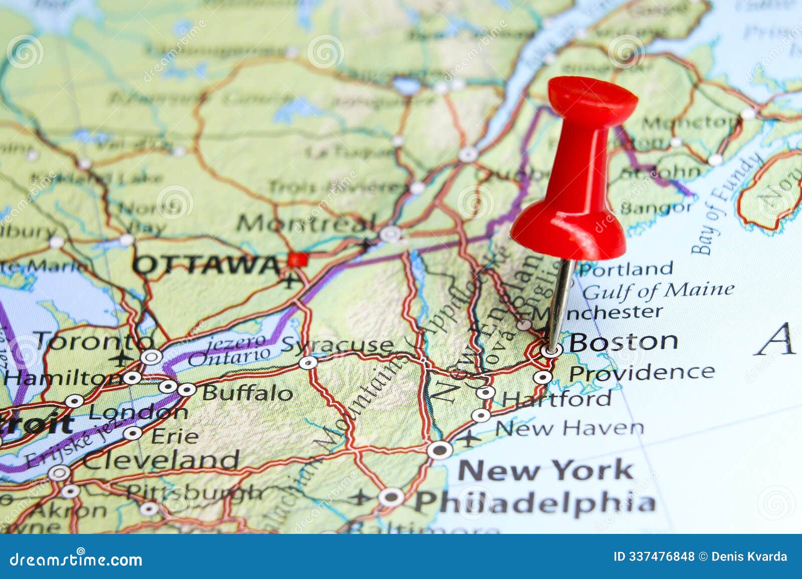 Boston, Massachusetts Pin on Map Stock Photo - Image of state, needle ...