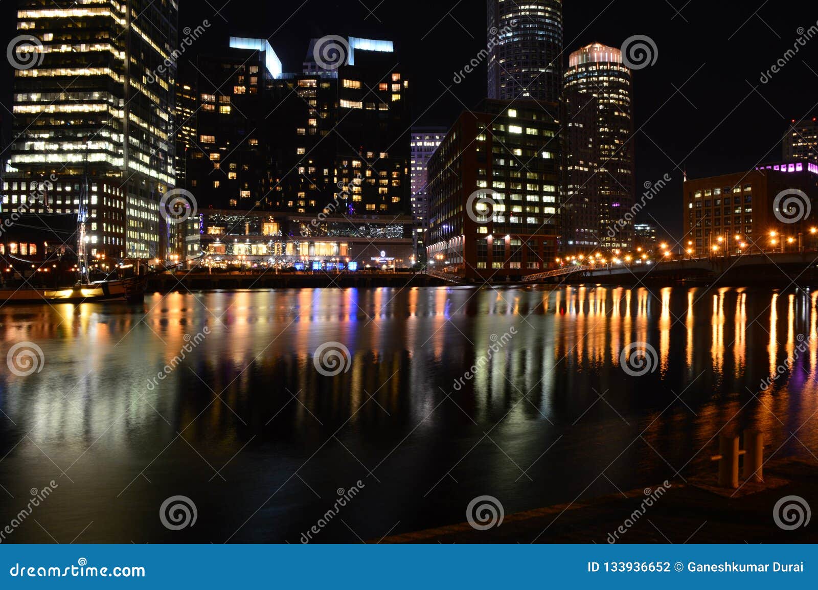 Boston, Massachusetts, USA - October 4, 2015: Boston Skyline Night ...