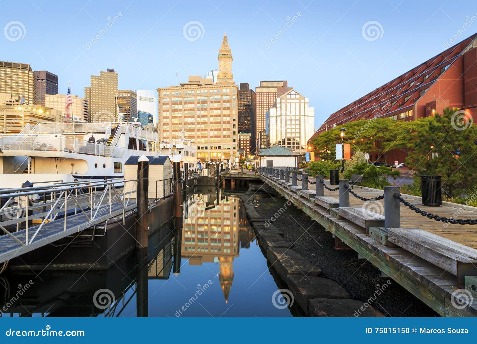 Boston stock photo. Image of night, wharf, district, skyline - 75015150