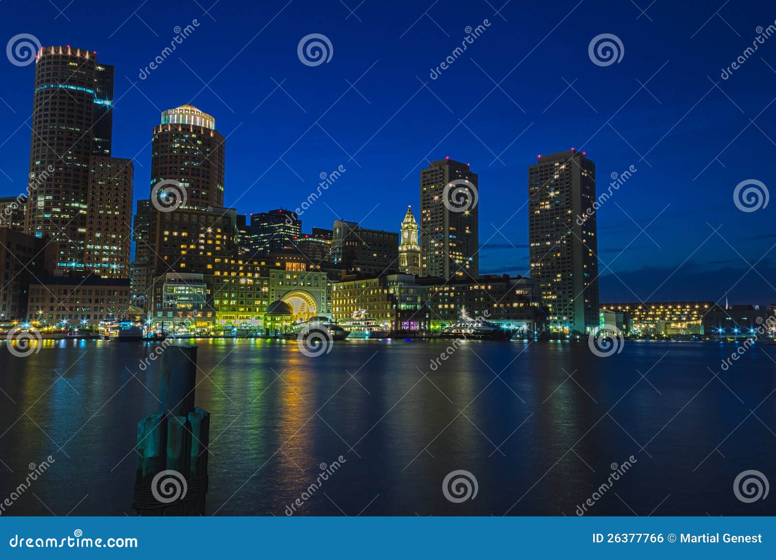 Boston by night stock photo. Image of light, port, city - 26377766