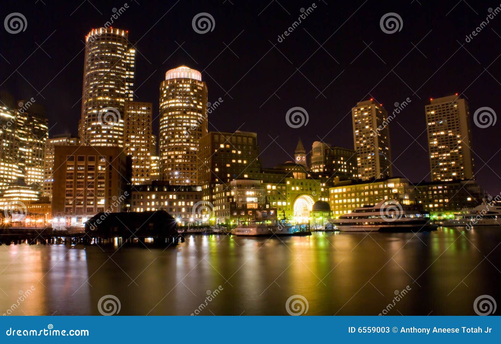 Boston at Night stock image. Image of channel, estate - 6559003