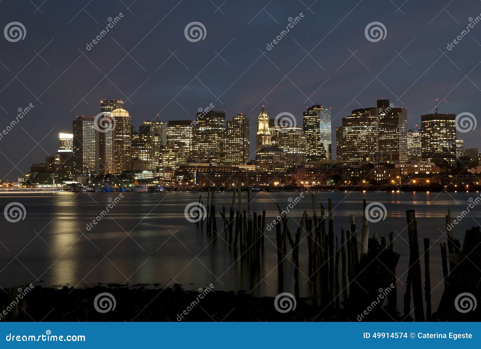 Boston night skyline stock photo. Image of architecture - 49914574