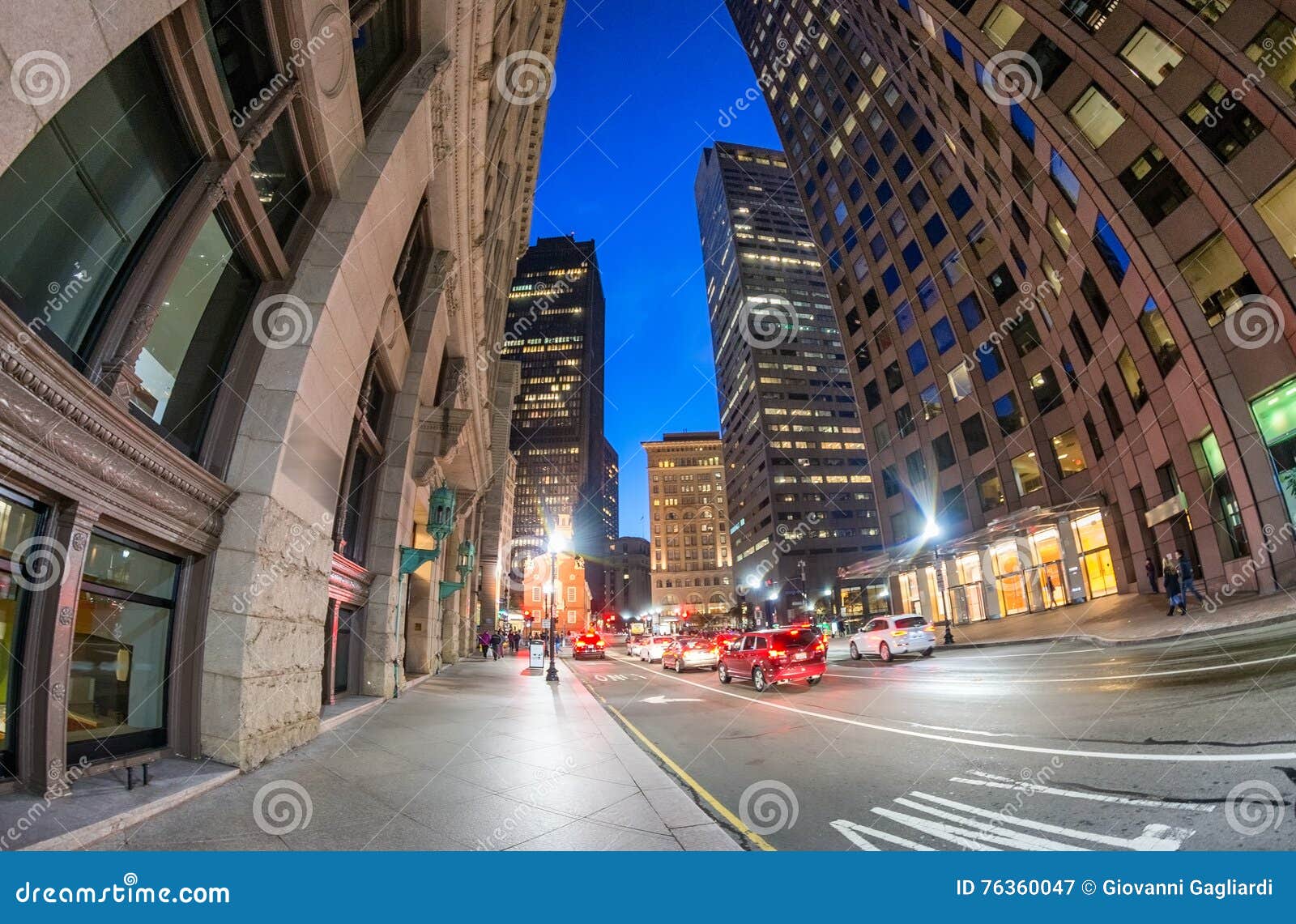 Boston Night Traffic in Downtown Stock Image - Image of traffic, dark ...