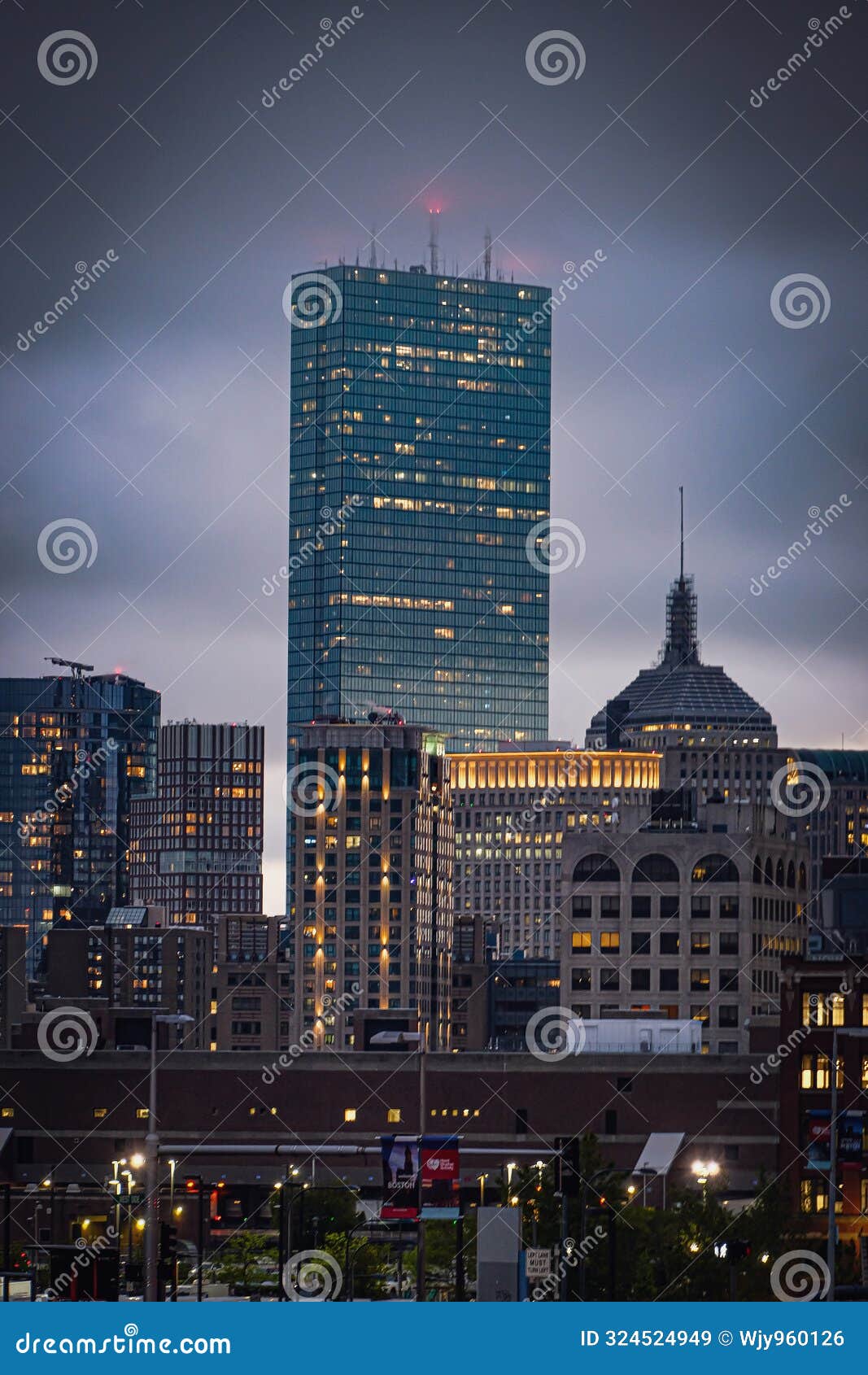 Boston night view stock image. Image of skyline, blue - 324524949