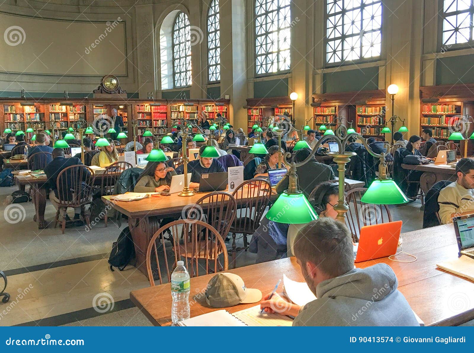 BOSTON - OCTOBER 2015: Students Working Inside Public Library Editorial ...