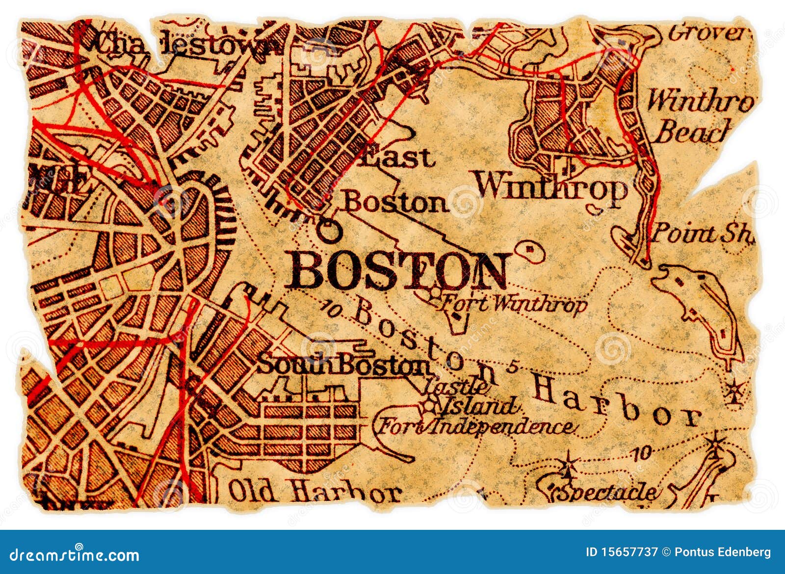 Boston old map stock image. Image of atlas, boston, retro - 15657737