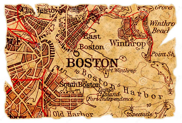 Boston old map stock image. Image of atlas, boston, retro - 15657737
