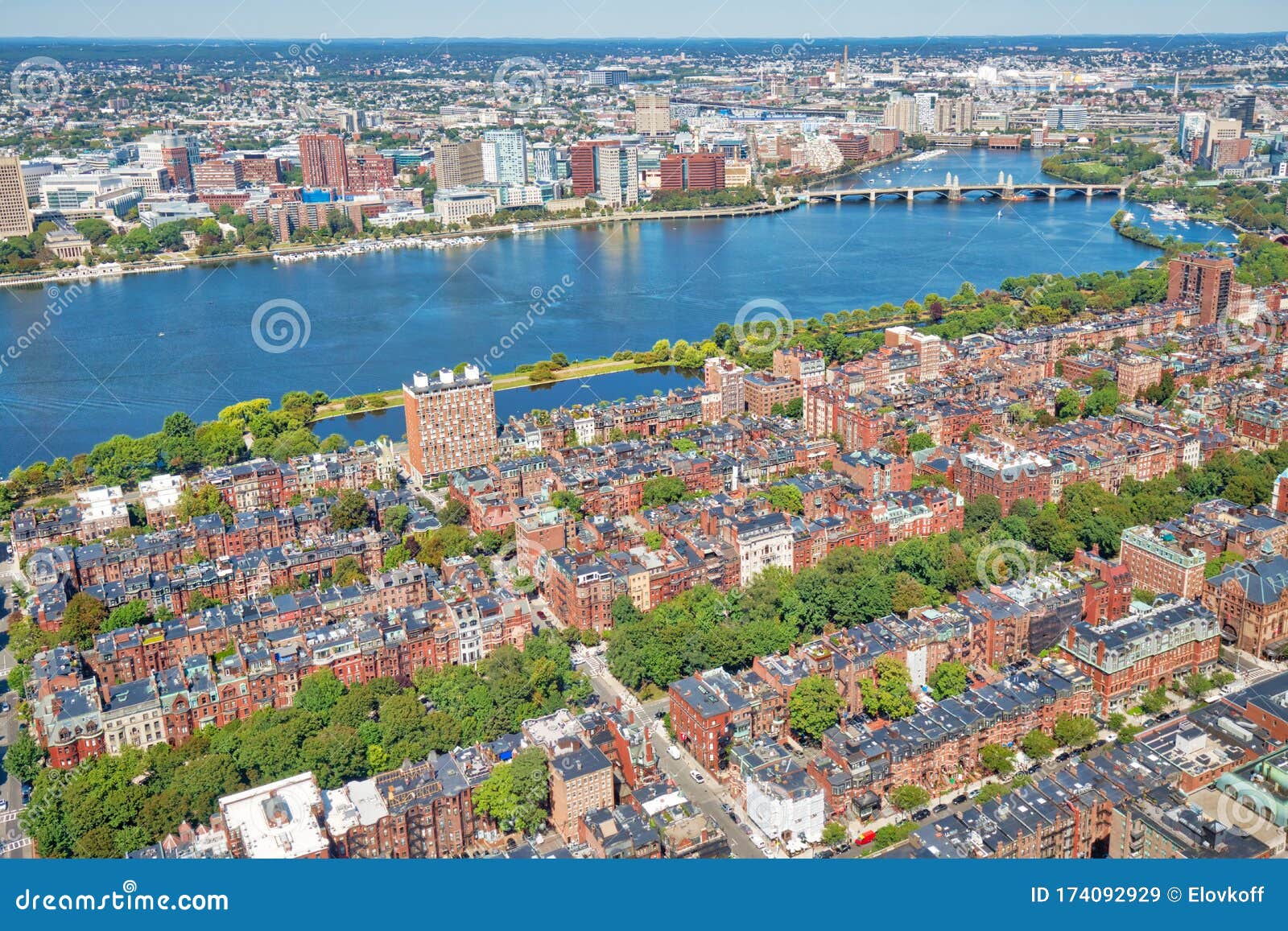 Boston Panoramic View from Prudential Tower Stock Image - Image of ...