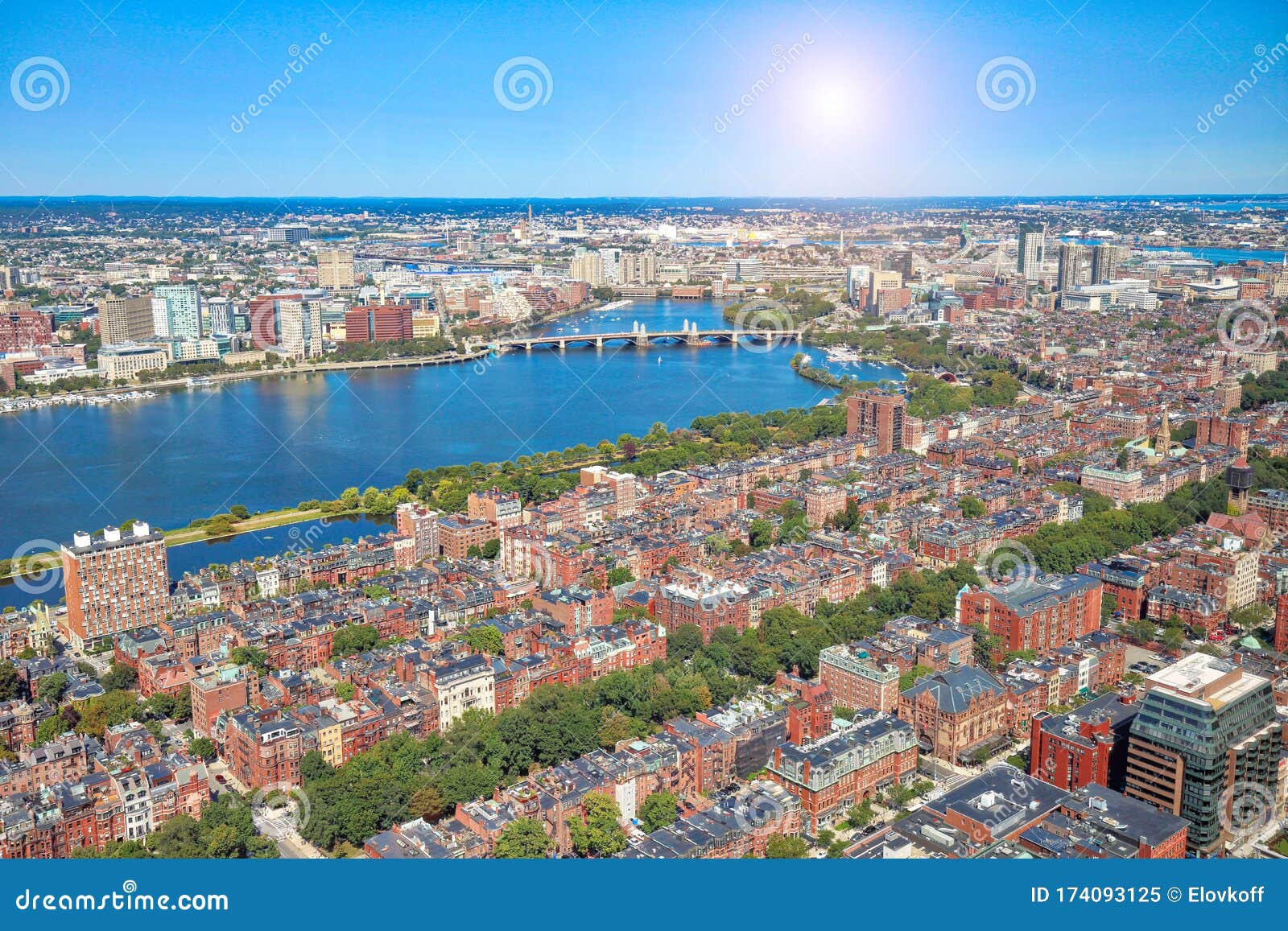 Boston Panoramic View from Prudential Tower Stock Image - Image of ...