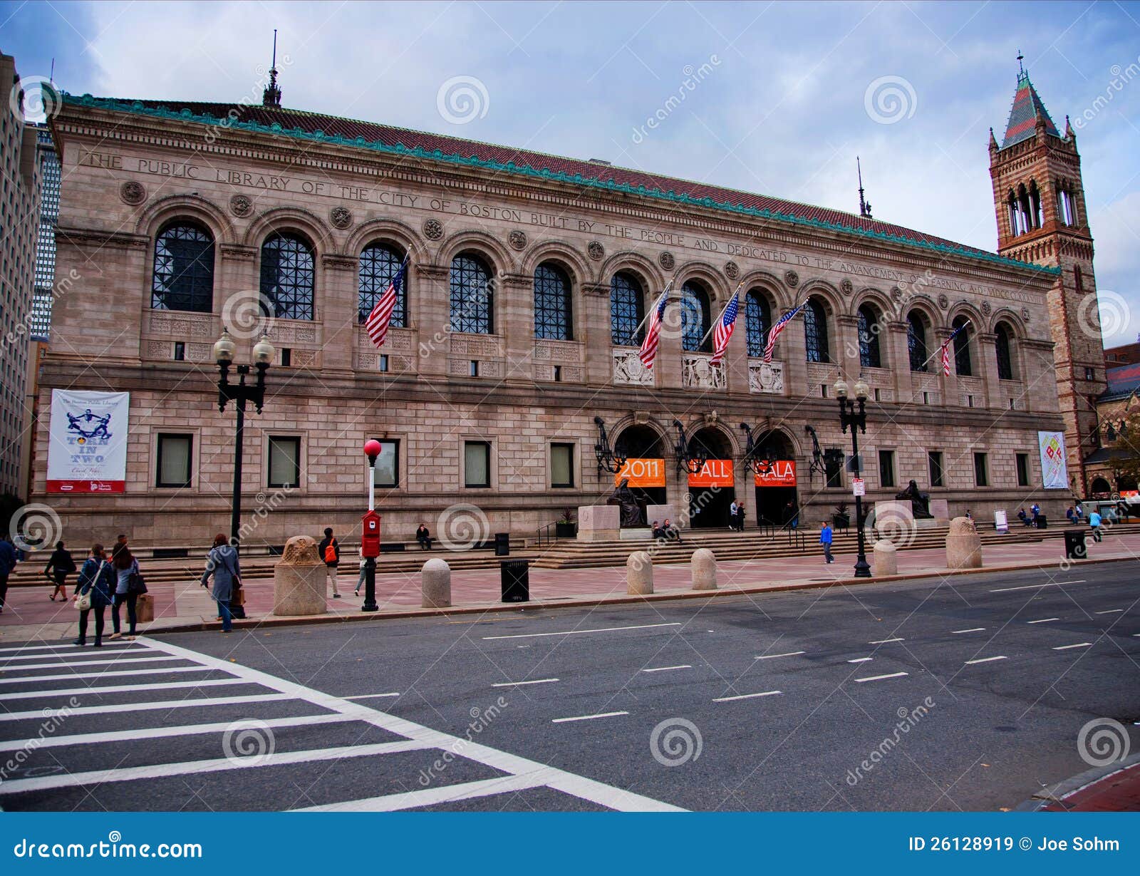 Boston Public Library Exterior Editorial Stock Image - Image of city ...
