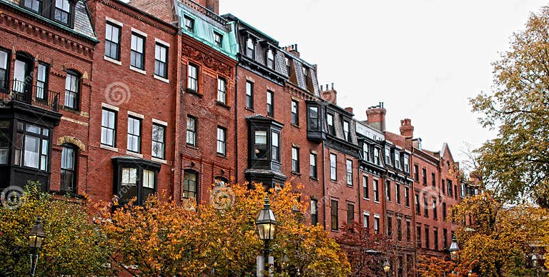 Boston row houses stock image. Image of england, foliage - 6991417
