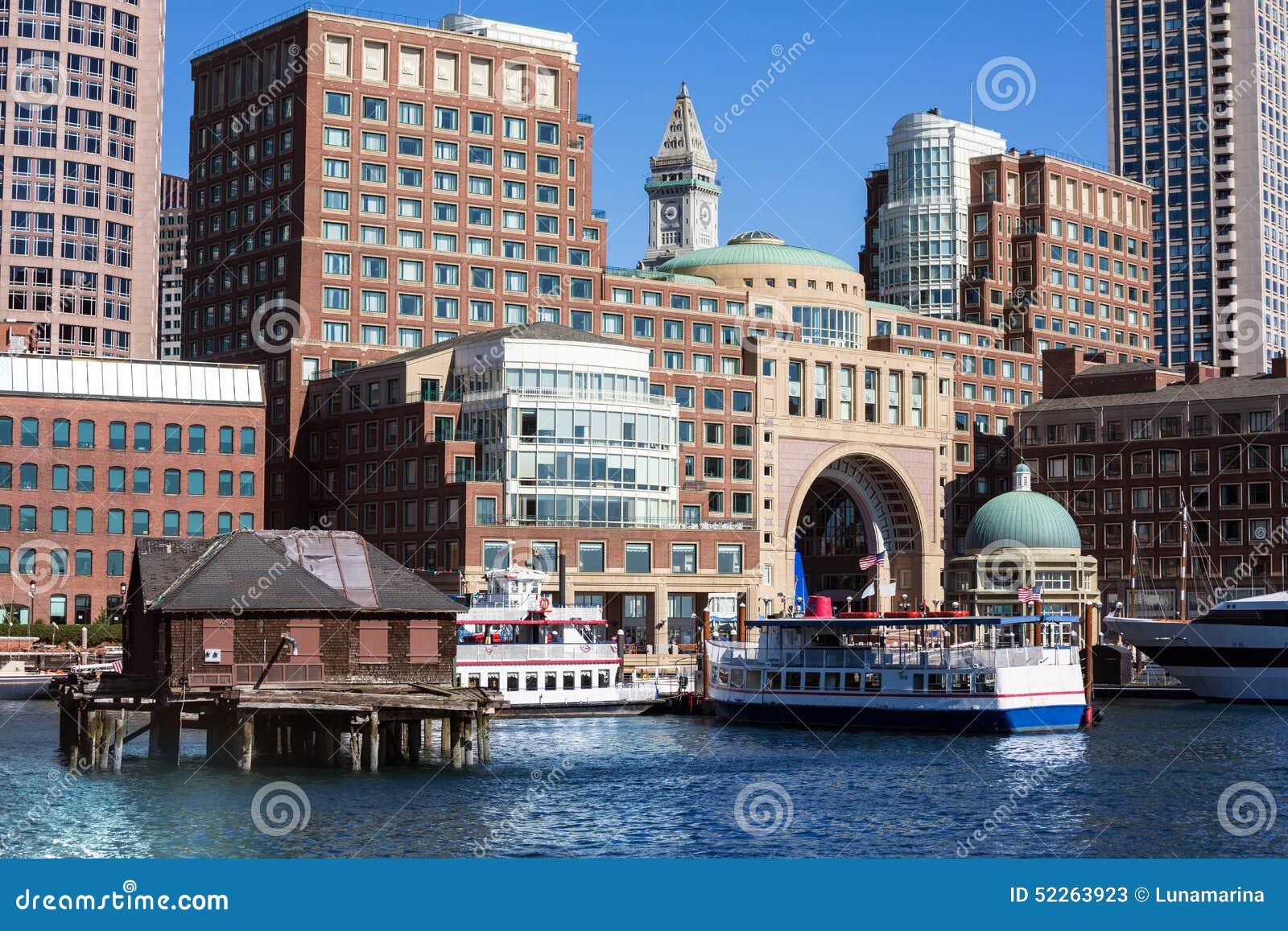 Boston Rowes Wharf in Massachusetts Stock Image - Image of capital ...