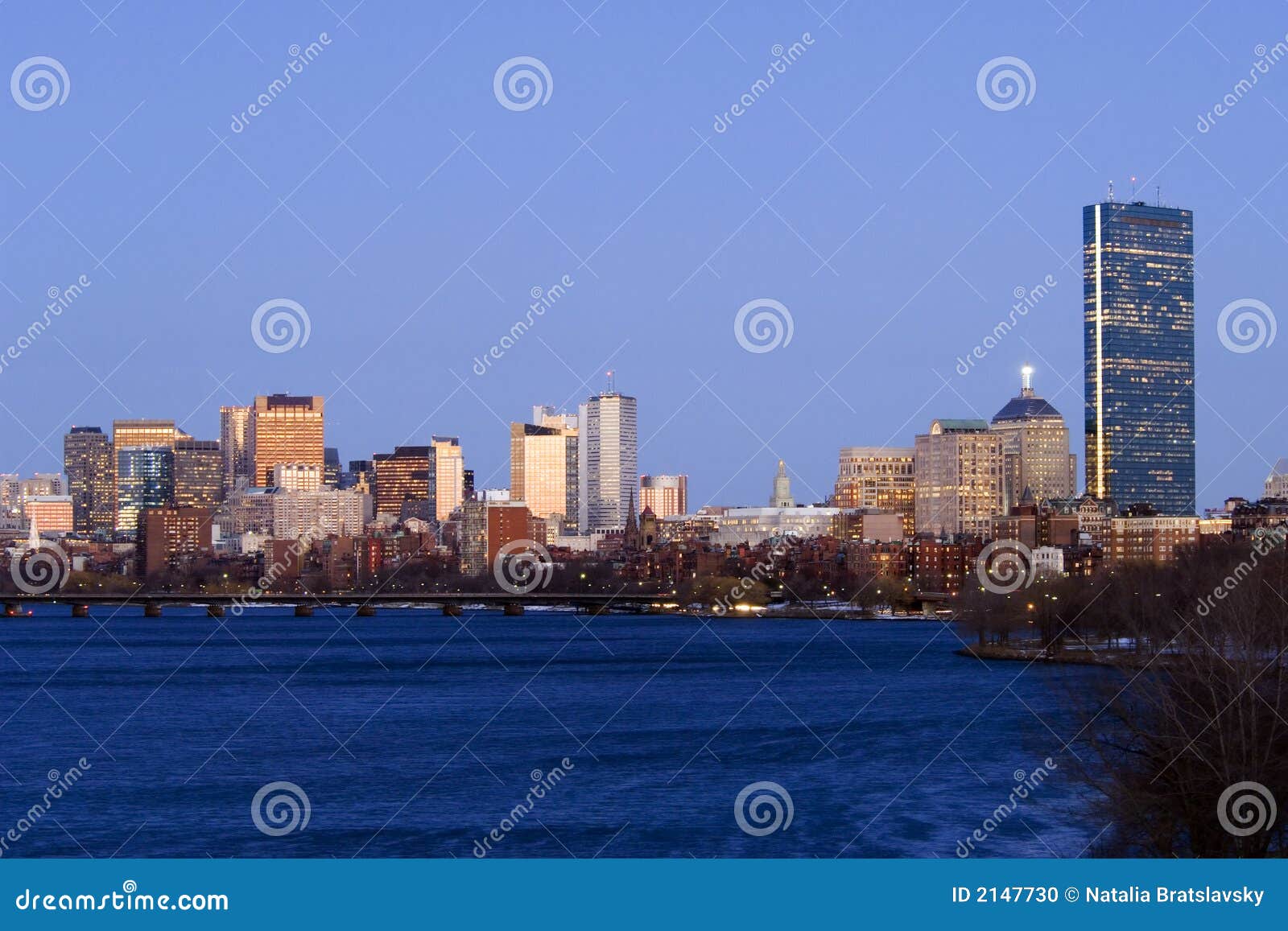 Boston skyline stock photo. Image of river, back, hour - 2147730