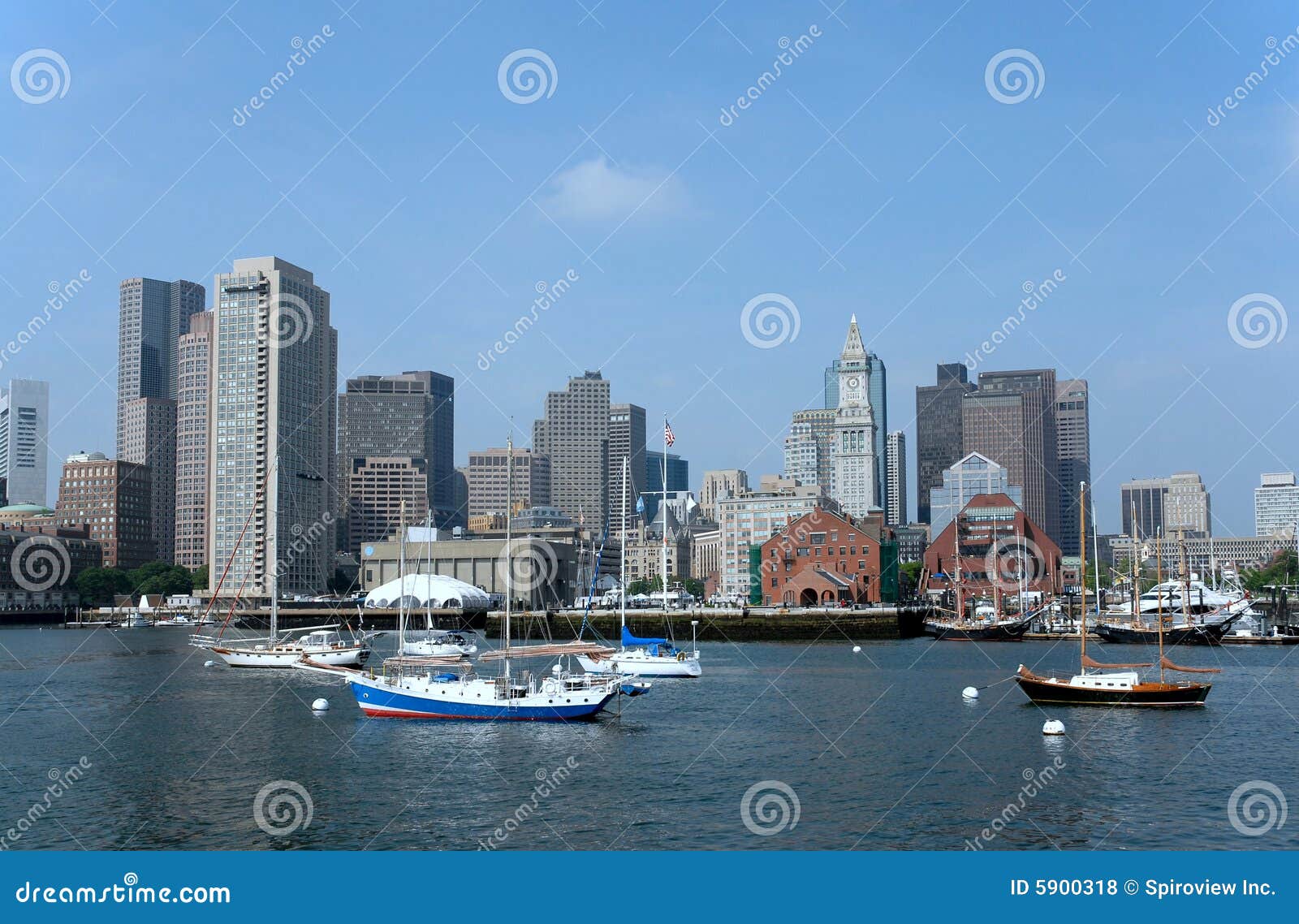 Boston Skyline with boats stock photo. Image of building - 5900318