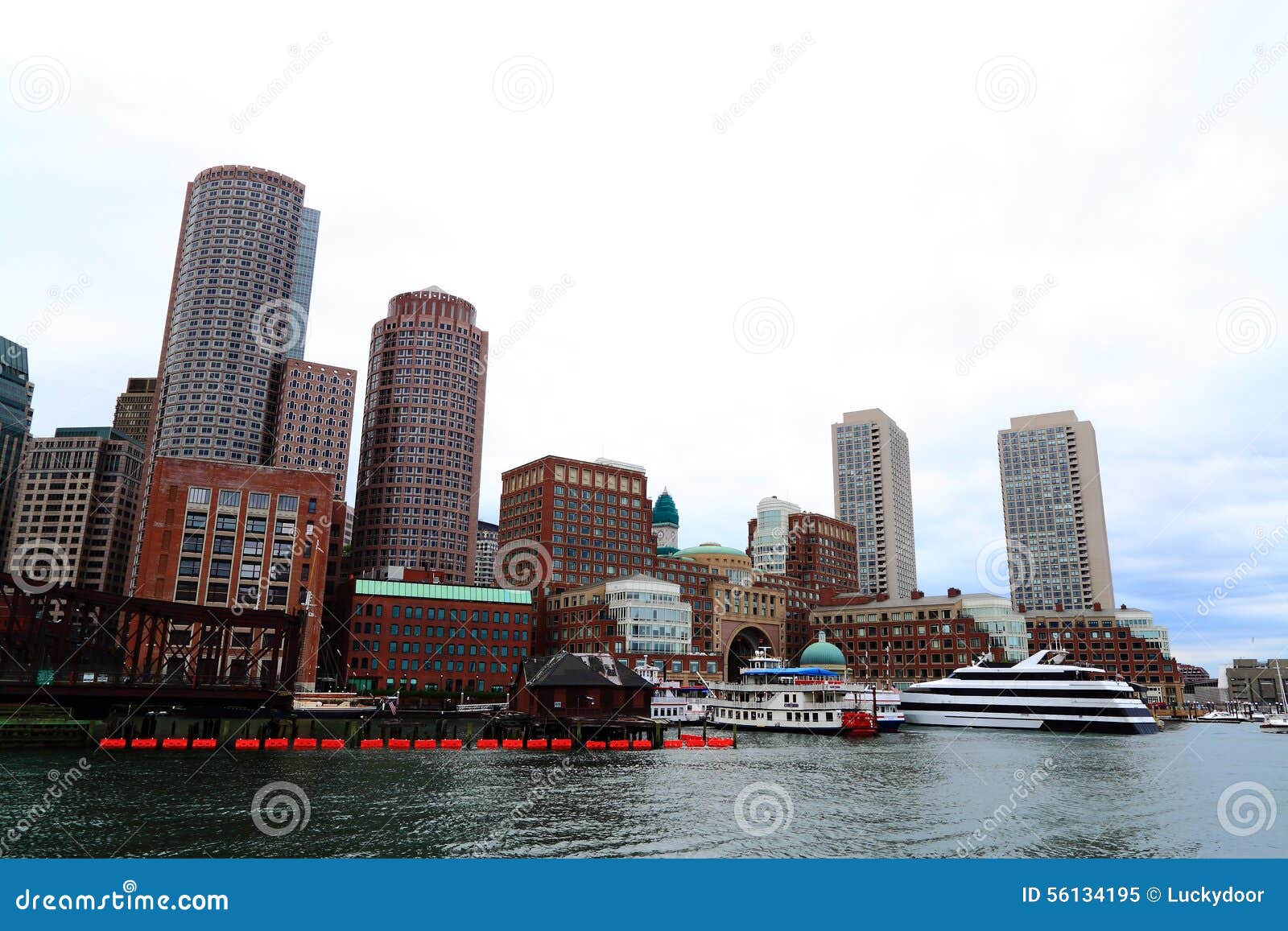 Boston Skyline Harbor View stock image. Image of north - 56134195