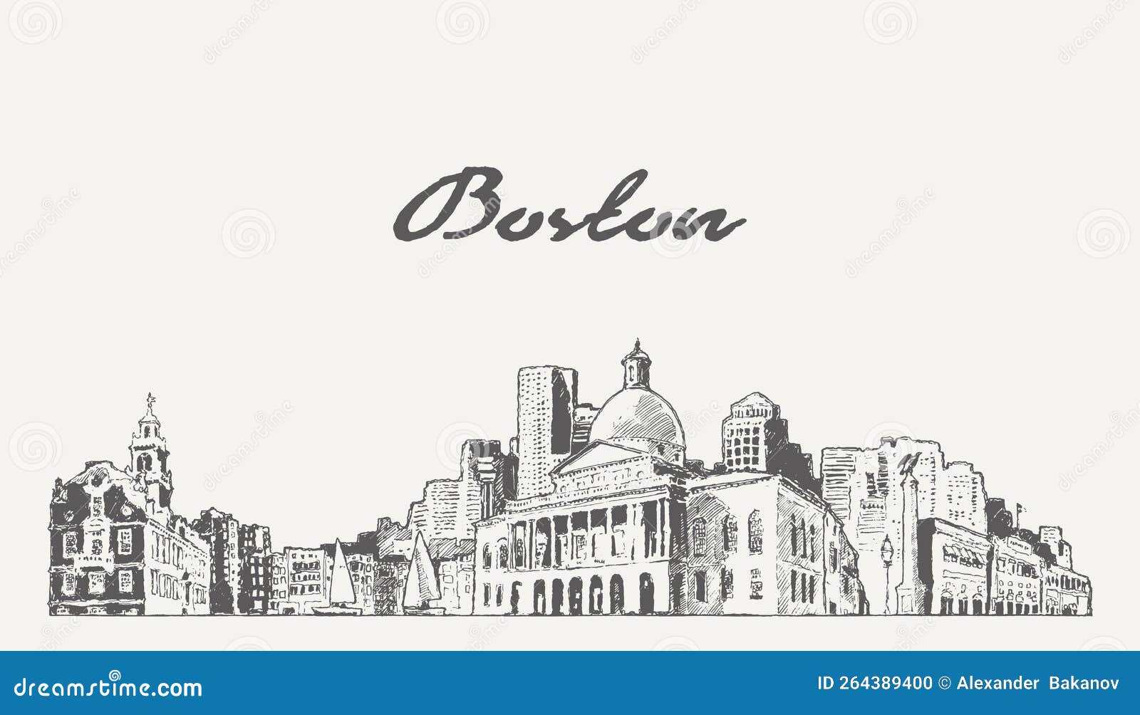 Boston Skyline, Massachusetts, USA Stock Vector - Illustration of ...