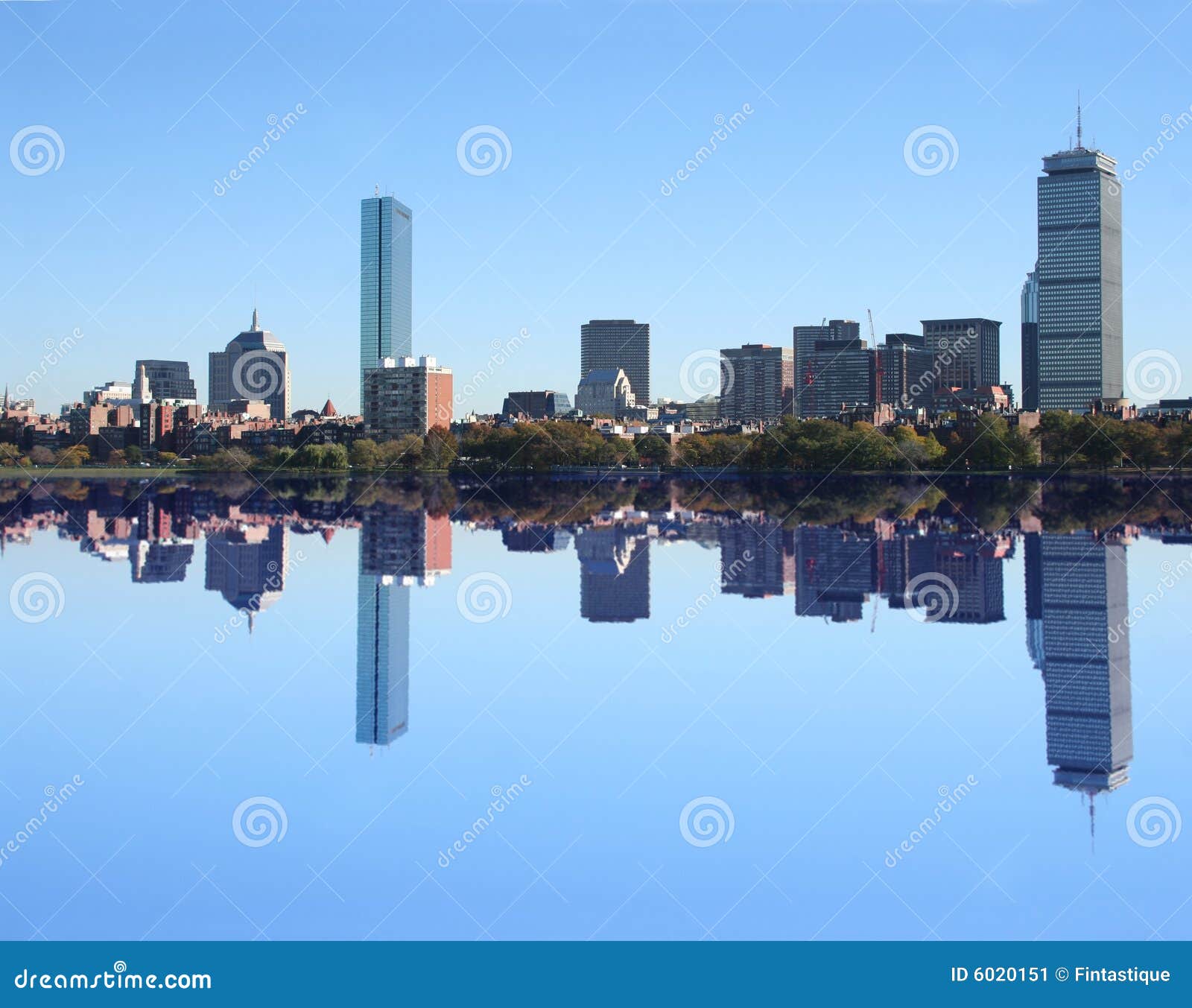 Boston Skyline reflected stock image. Image of massachusetts - 6020151