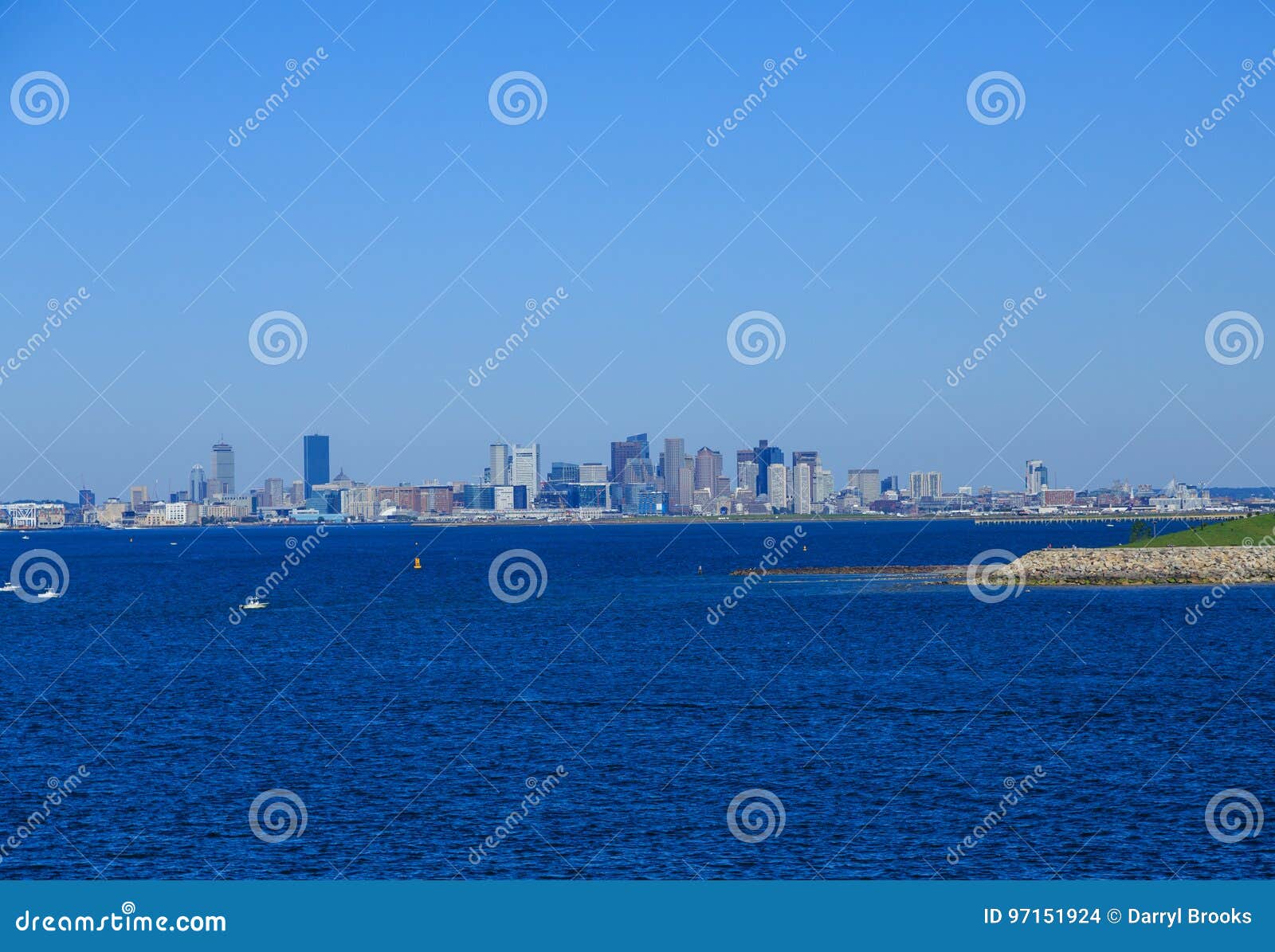 Boston Skyline from the Sea Stock Photo - Image of famous, view: 97151924