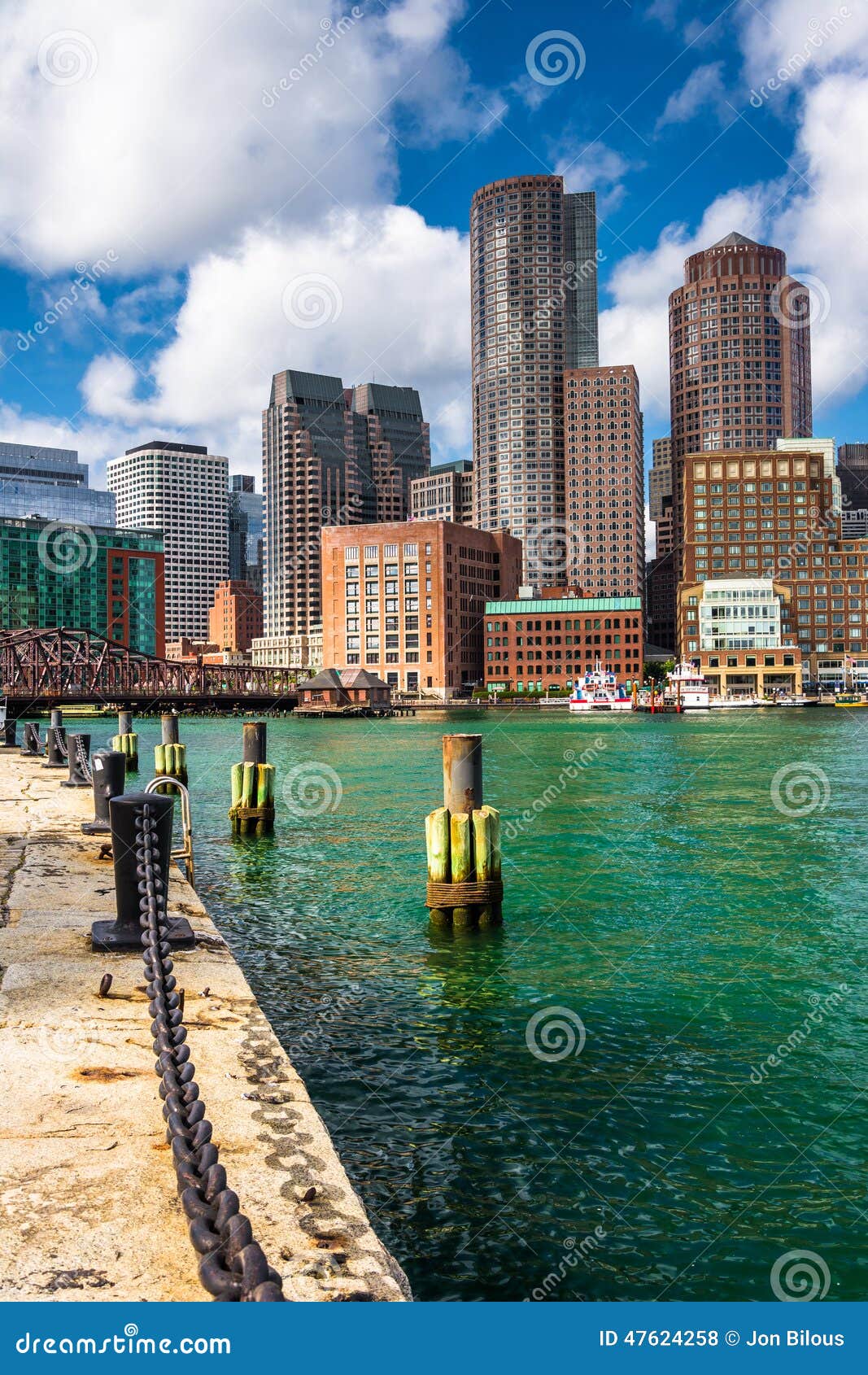 The Boston Skyline, Seen from Fort Point. Stock Photo - Image of ...