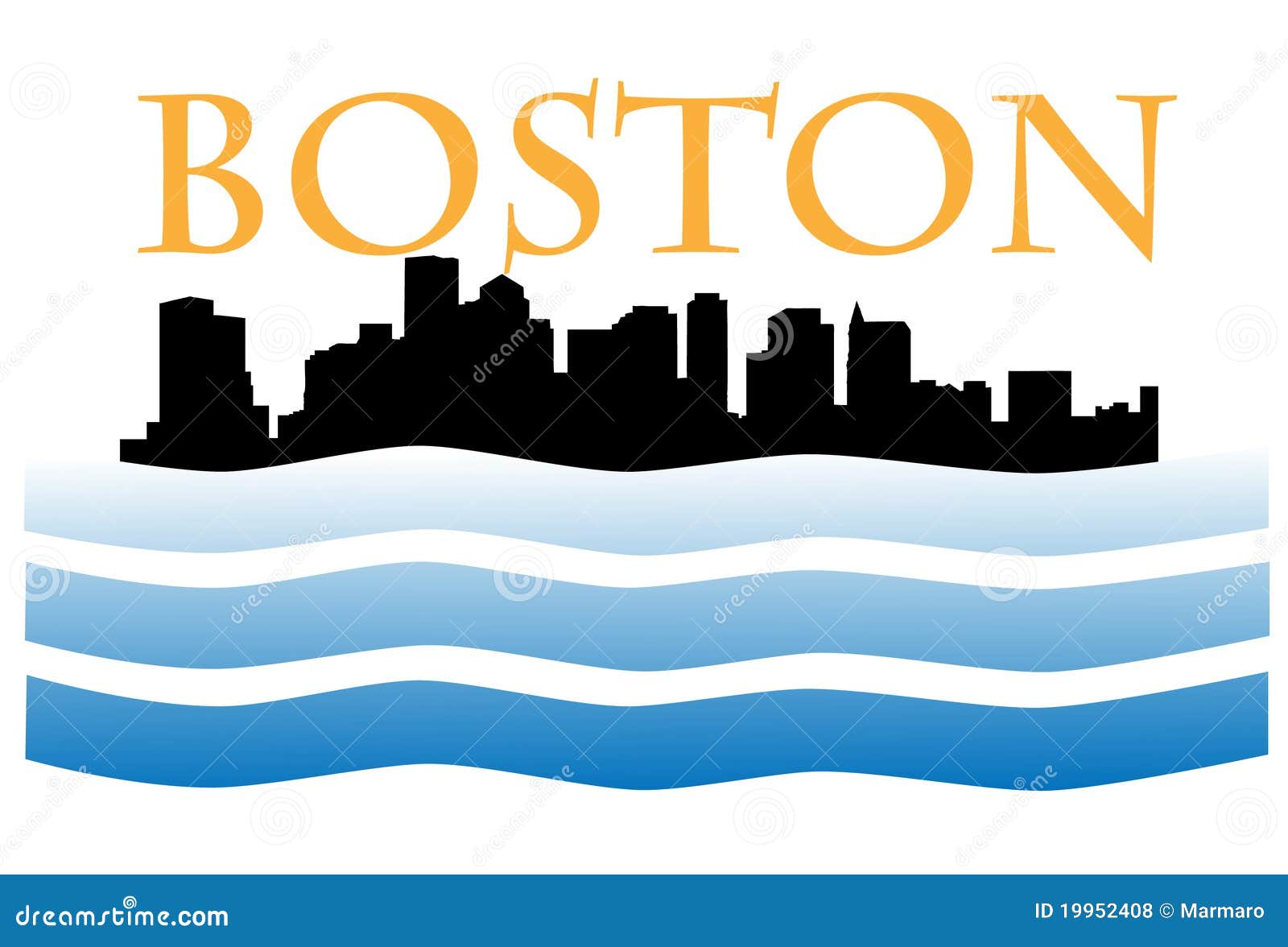 Boston Skyline Silhouette Cartoon Vector | CartoonDealer.com #80425707
