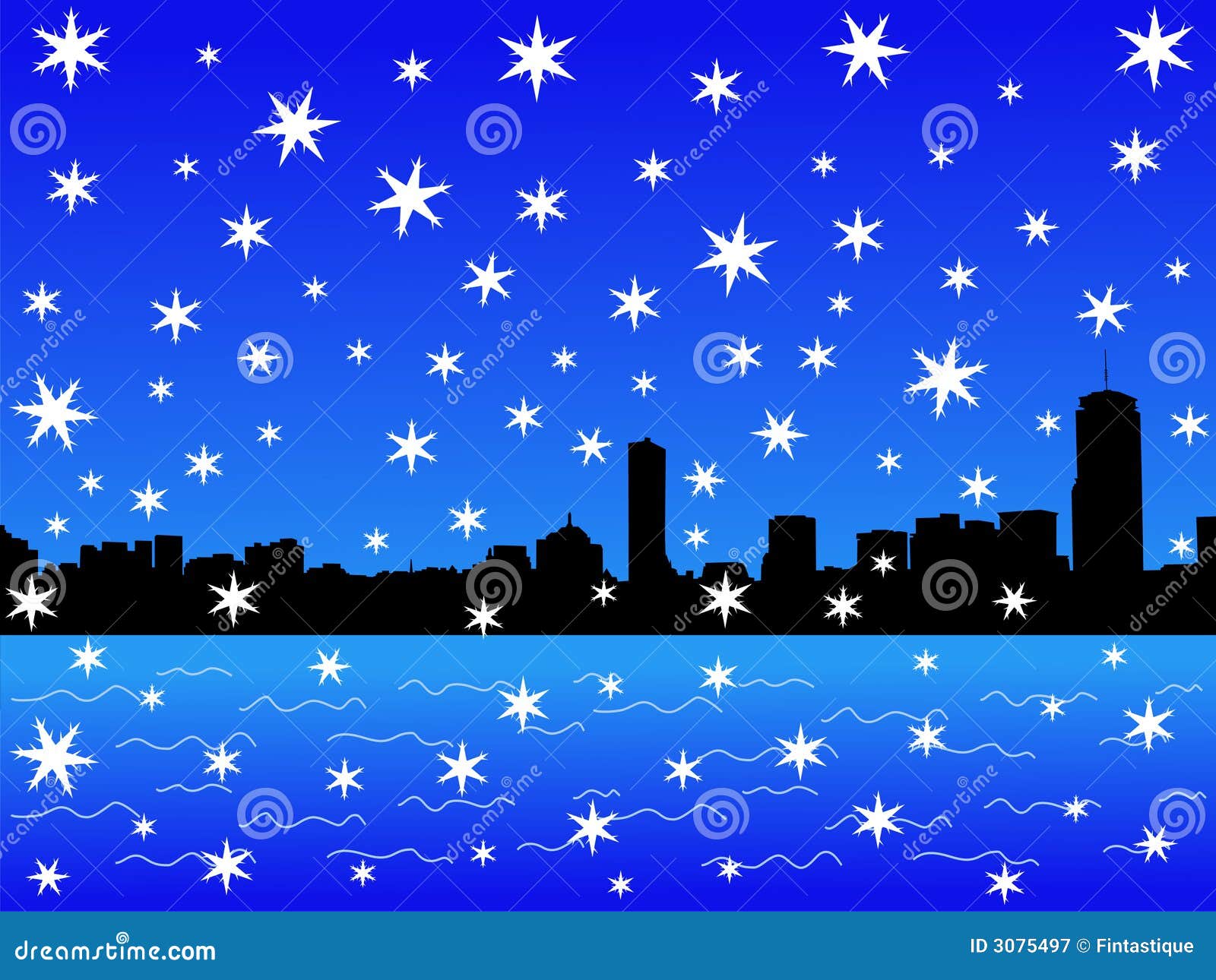 Boston Skyline In Winter Cartoon Vector | CartoonDealer.com #3075497