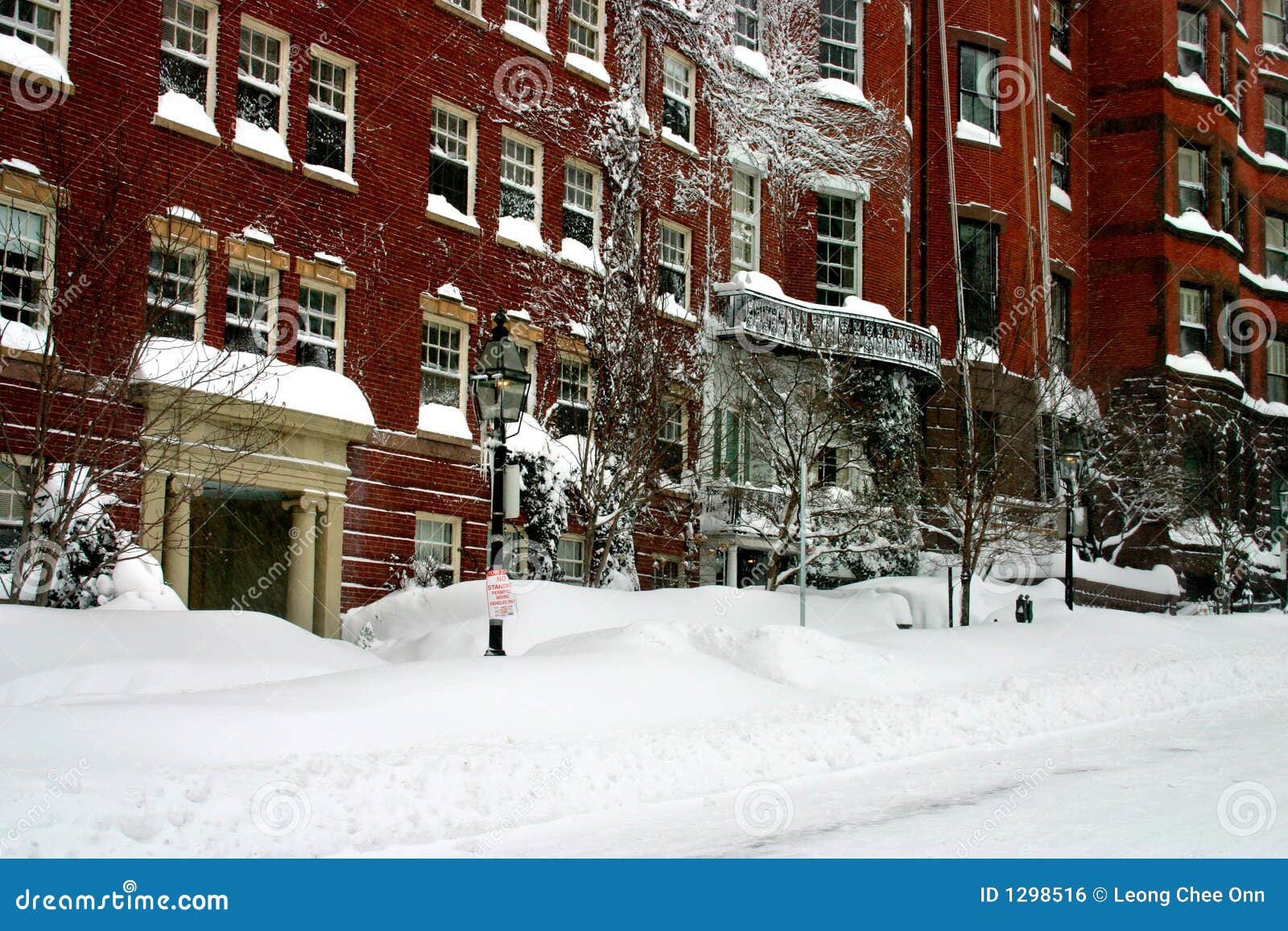 Boston in Snow stock photo. Image of cobblestones, acorn - 1298516