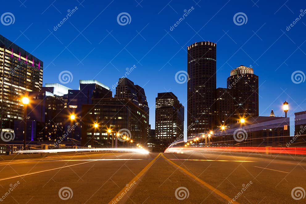 Boston streets by night stock photo. Image of downtown - 26482724