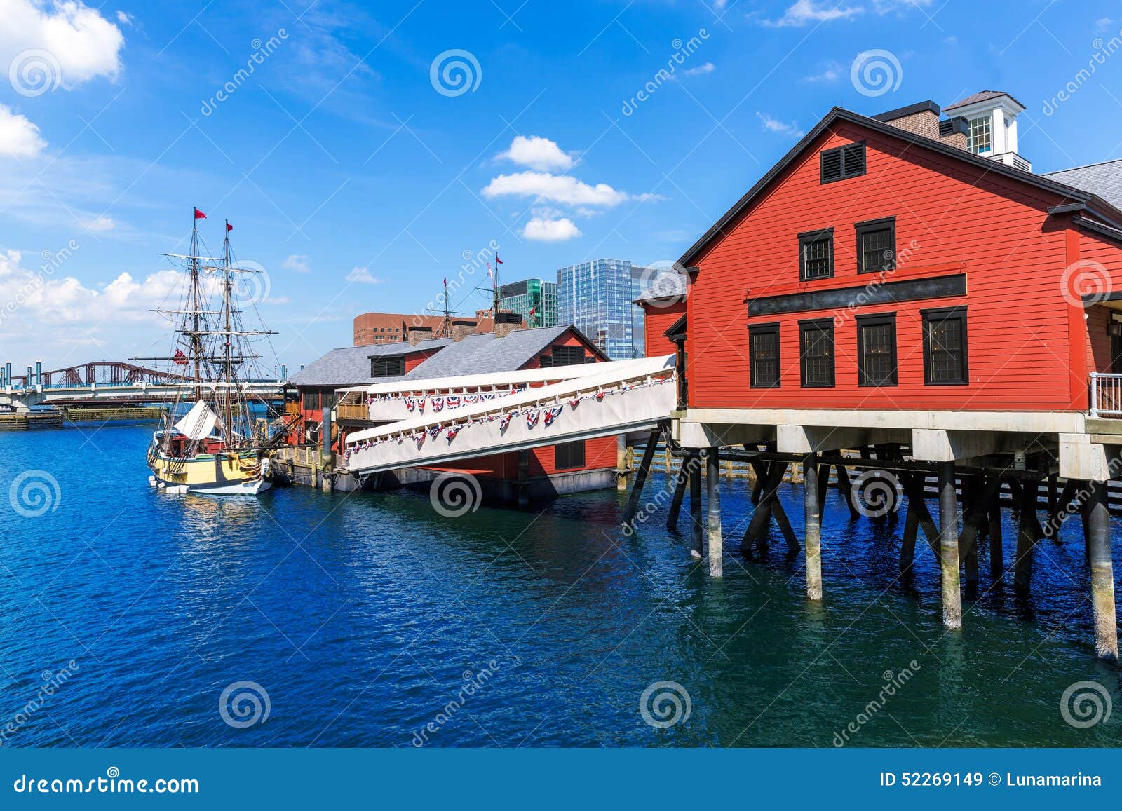 Boston Tea Party in Massachusetts Stock Image - Image of city, building ...