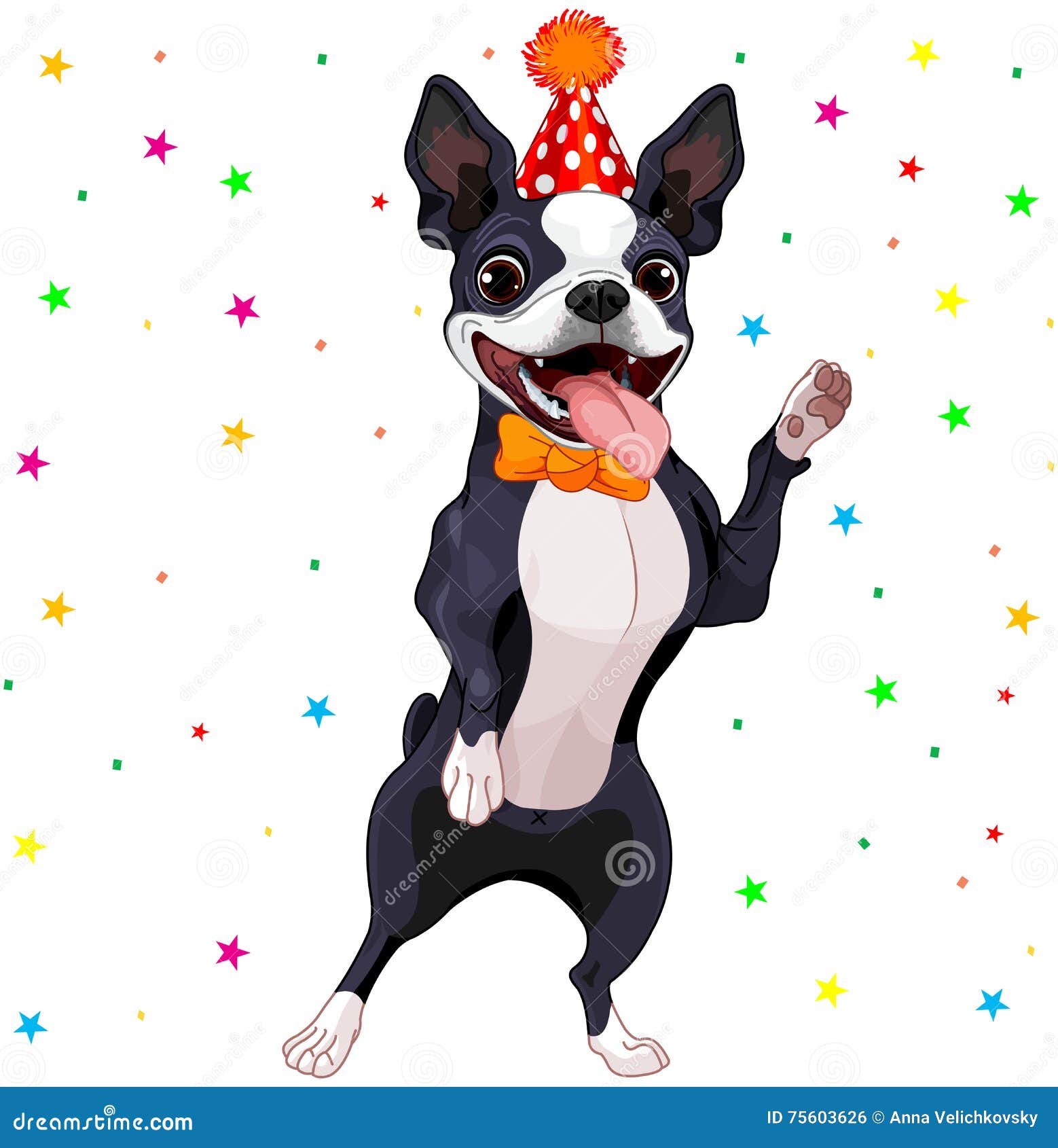 Boston Terrier Party stock vector. Illustration of celebration - 75603626