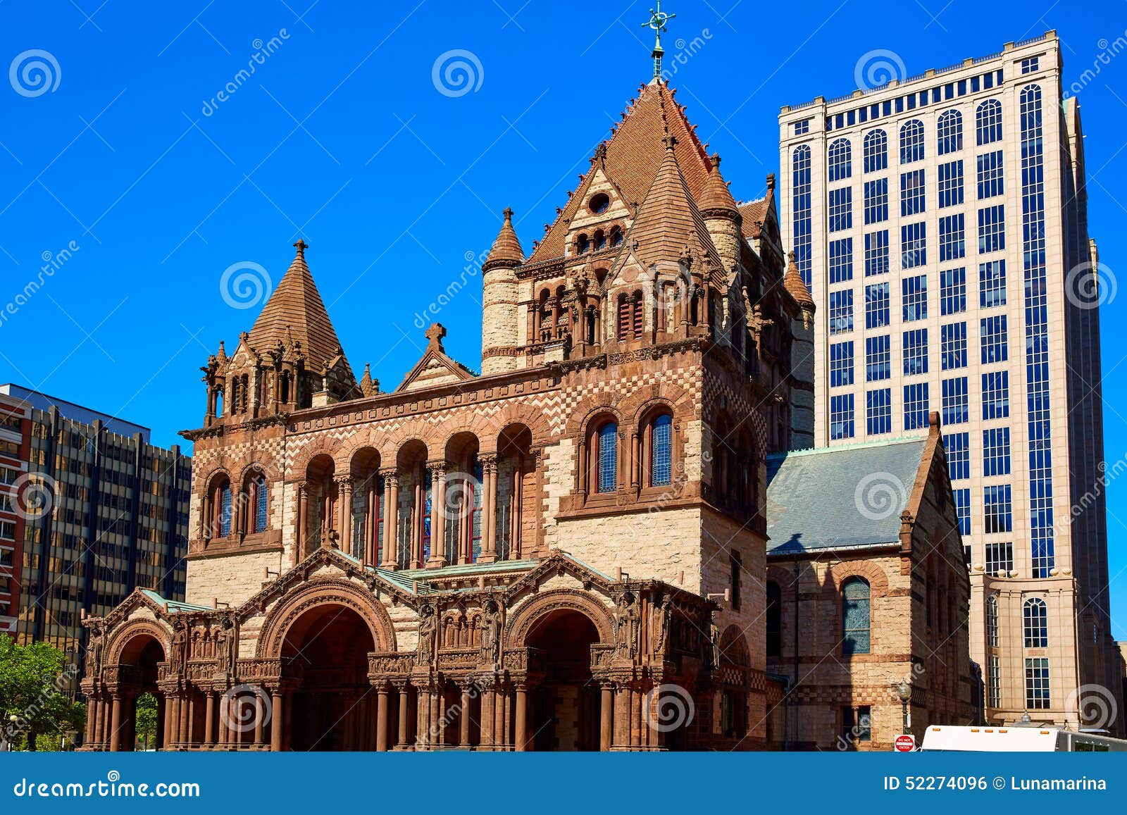 Boston Trinity Church at Copley Square Stock Photo - Image of district ...