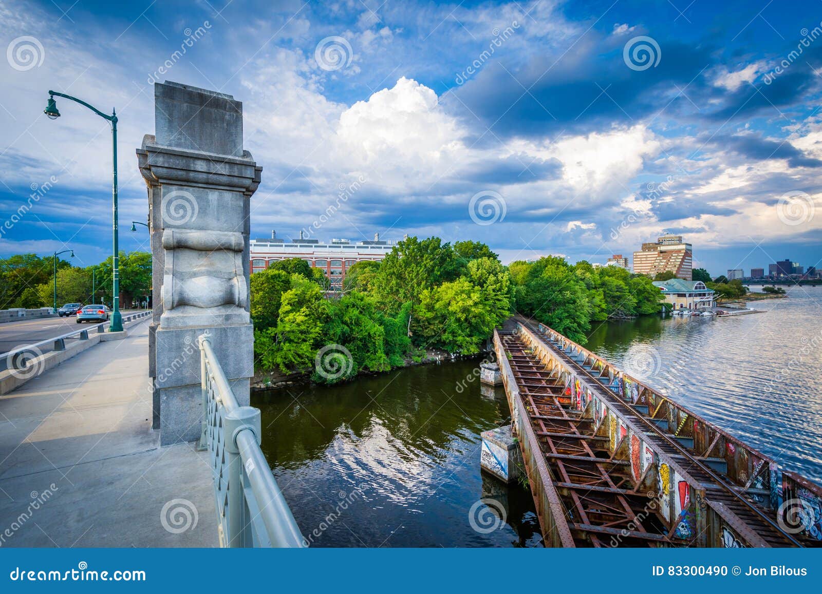 The Boston University Bridge and Charles River at Boston University, in ...