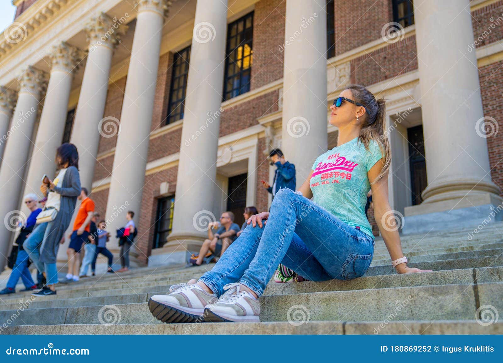 Young Student Girl Exploring Harvard University in Cambridge ... Young Student Girl Exploring Harvard University in Cambridge ...