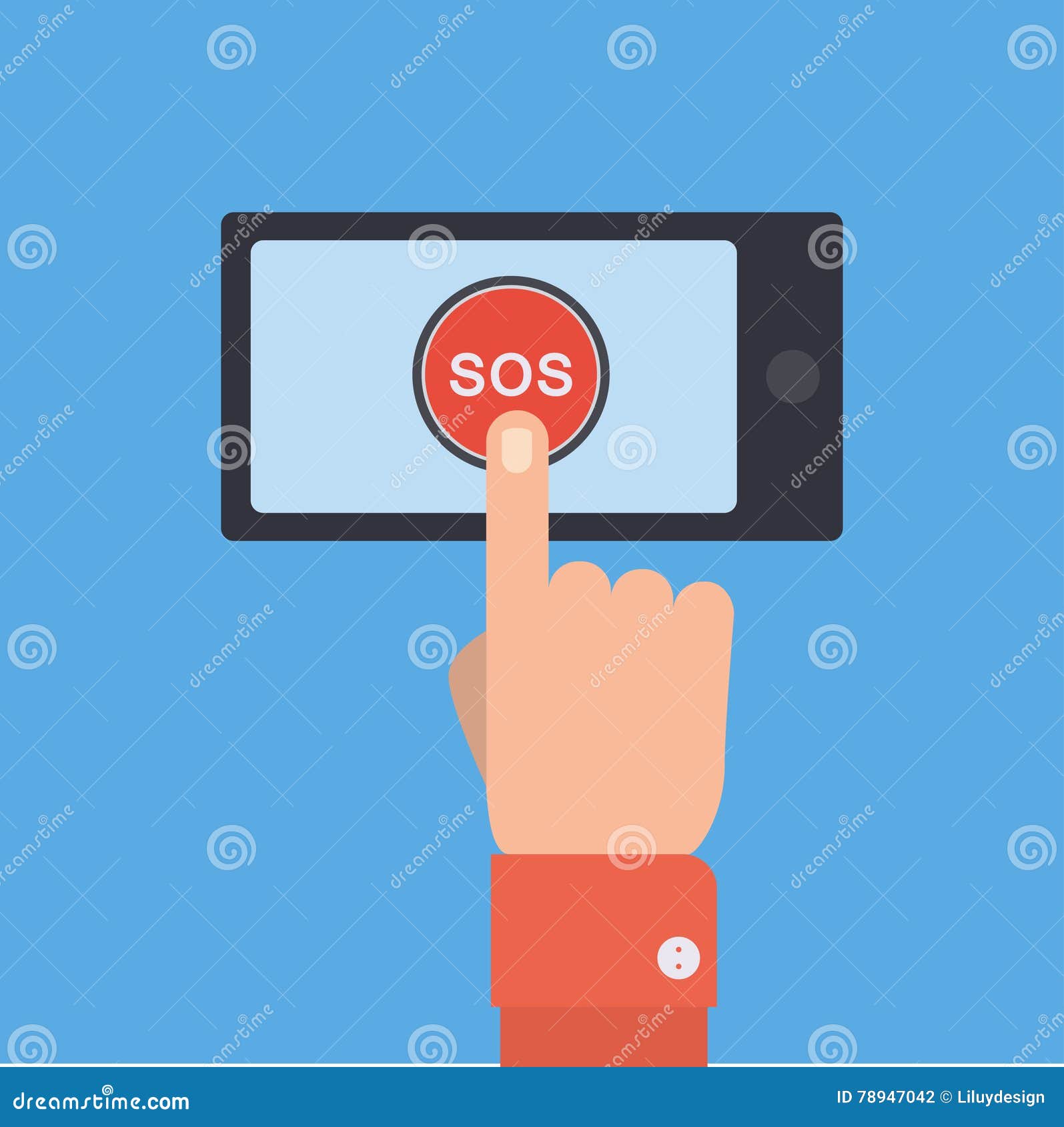 Botão do SOS com mão ilustração do vetor. Ilustração de sinal - 78947042