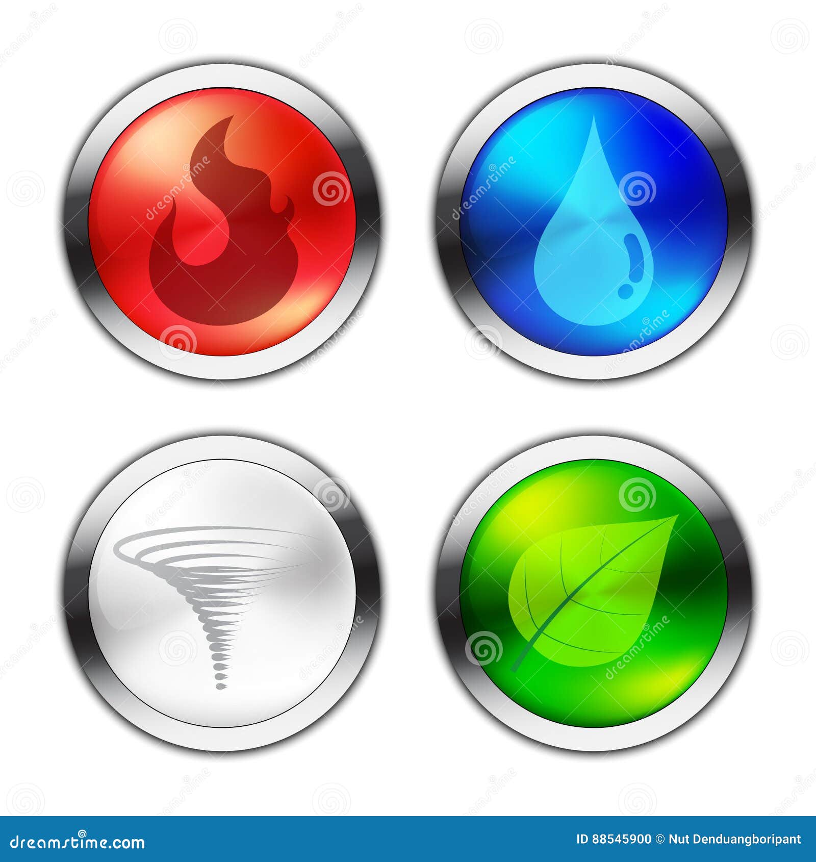 Botón De Cuatro Elementos Naturales Ilustración del Vector ...