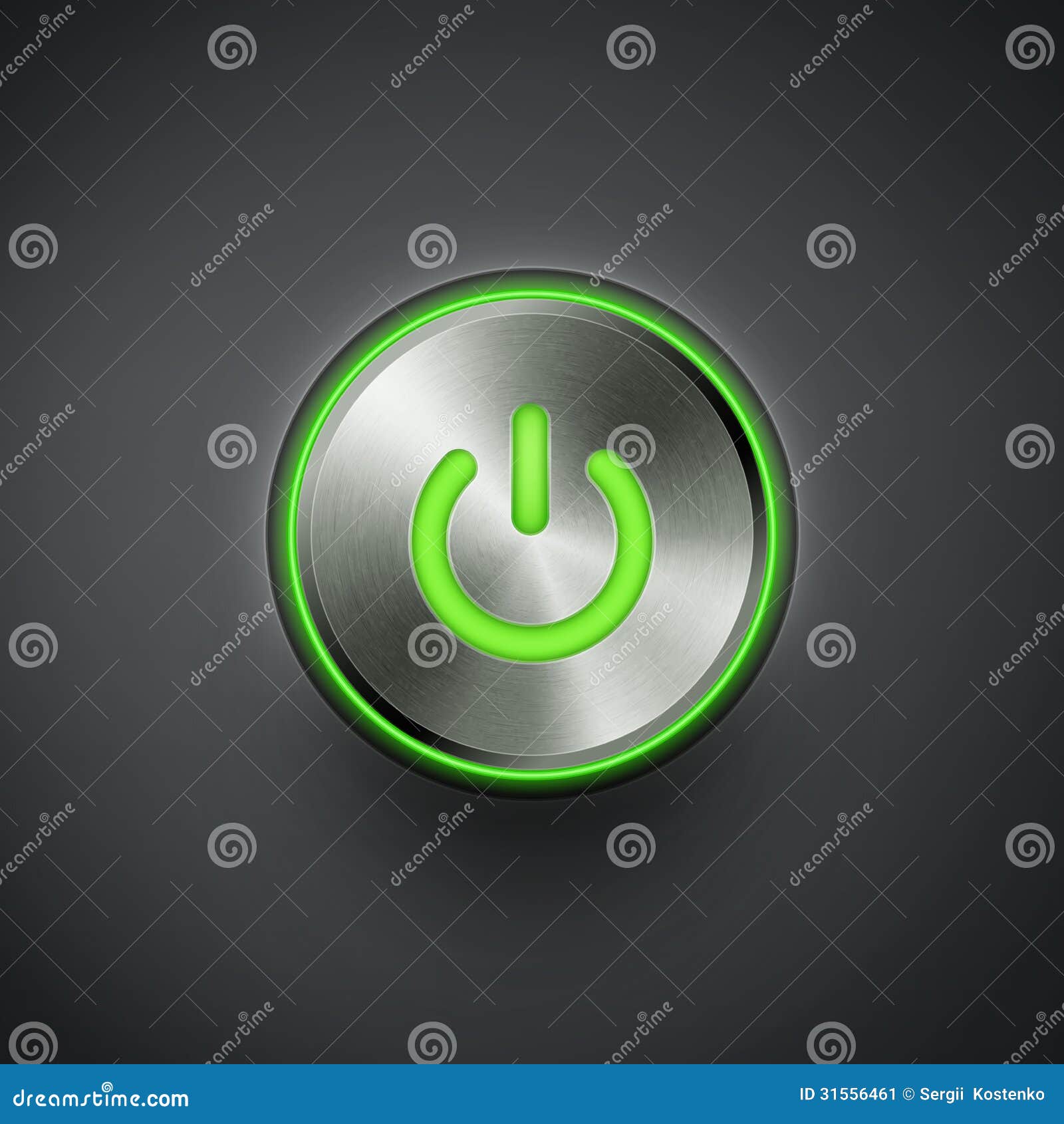 Botón De Encendido Con La Luz Verde Ilustración del Vector ...