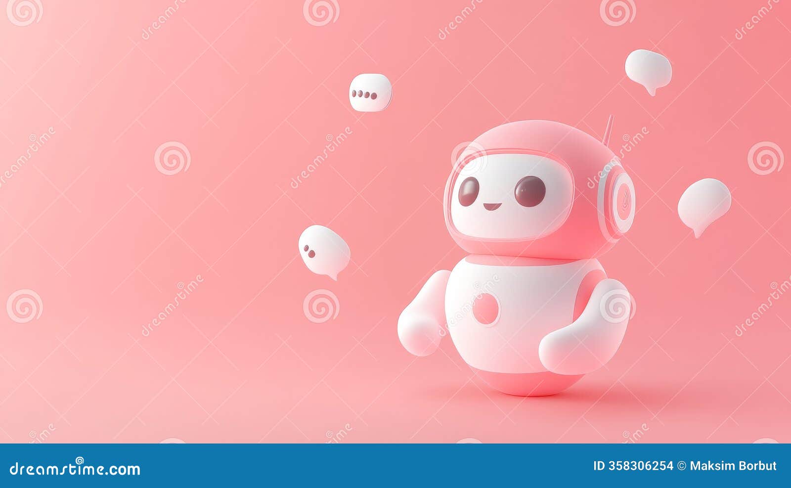 Bot Character Pointing at Speech Bubbles and Taking Notes - Modern ...